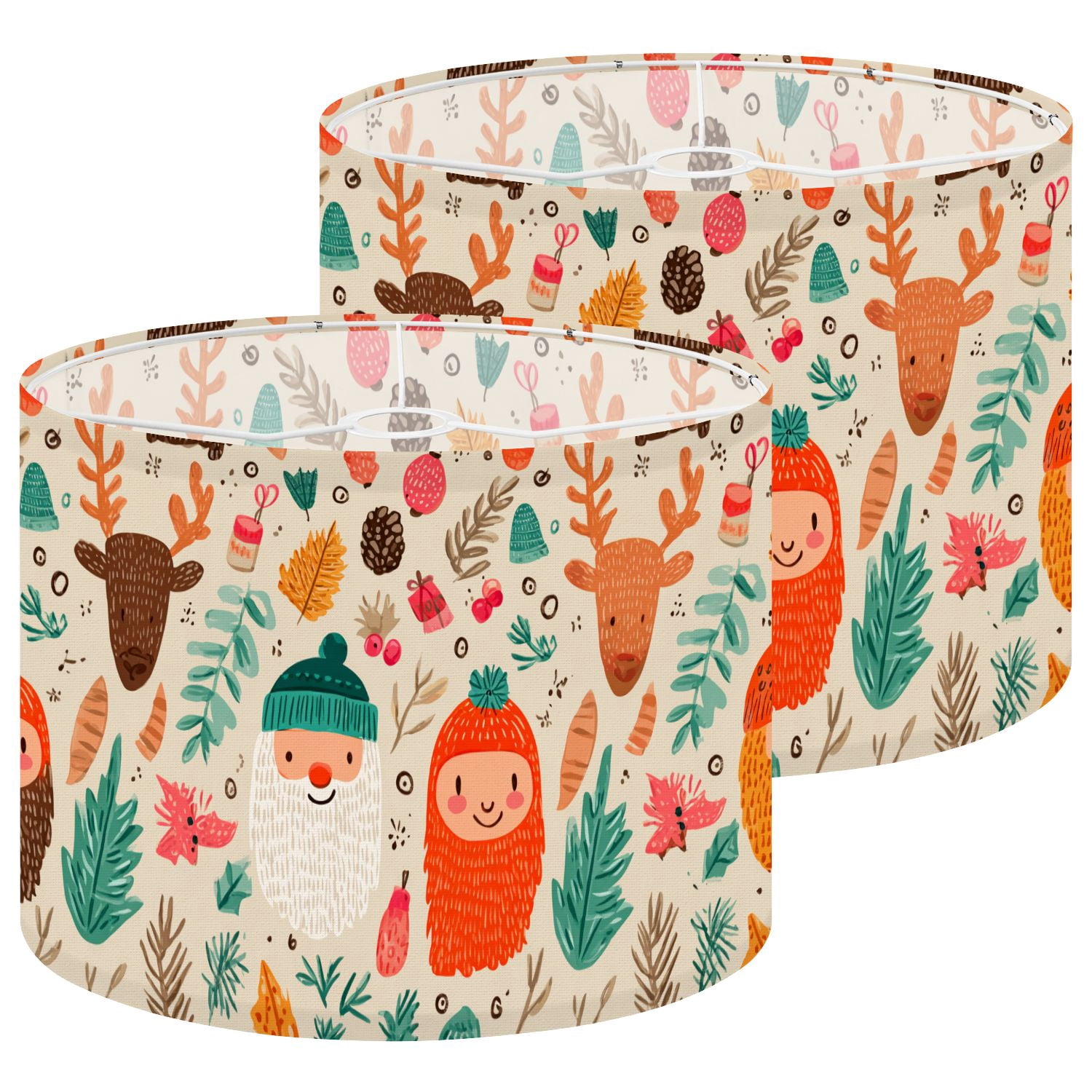 Lampshades 2 Pack Vintage Christmas Santa Claus Pictures Retro Winter ...