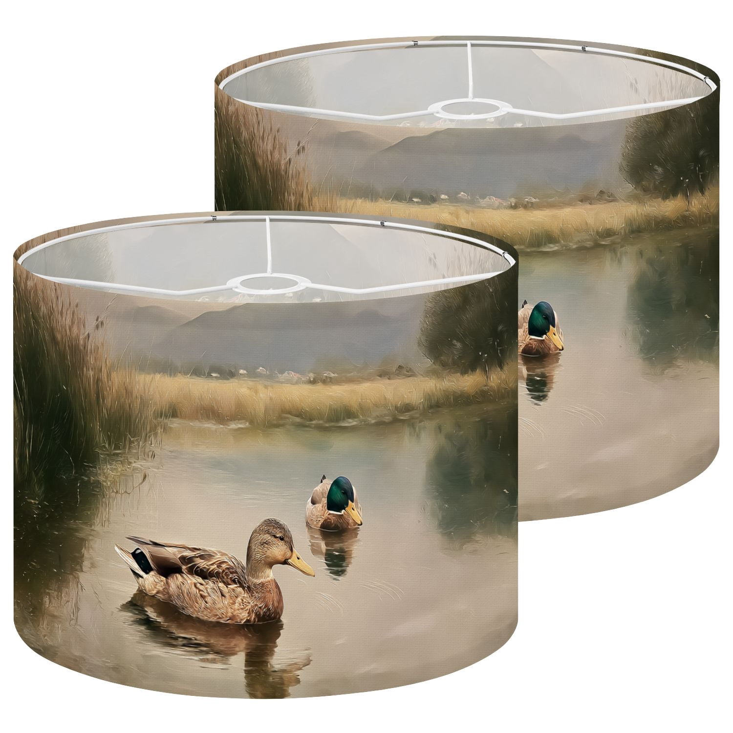 Lampshades 2 Pack Vintage Mallard Duck Oil Paintings Wildlife Nature ...