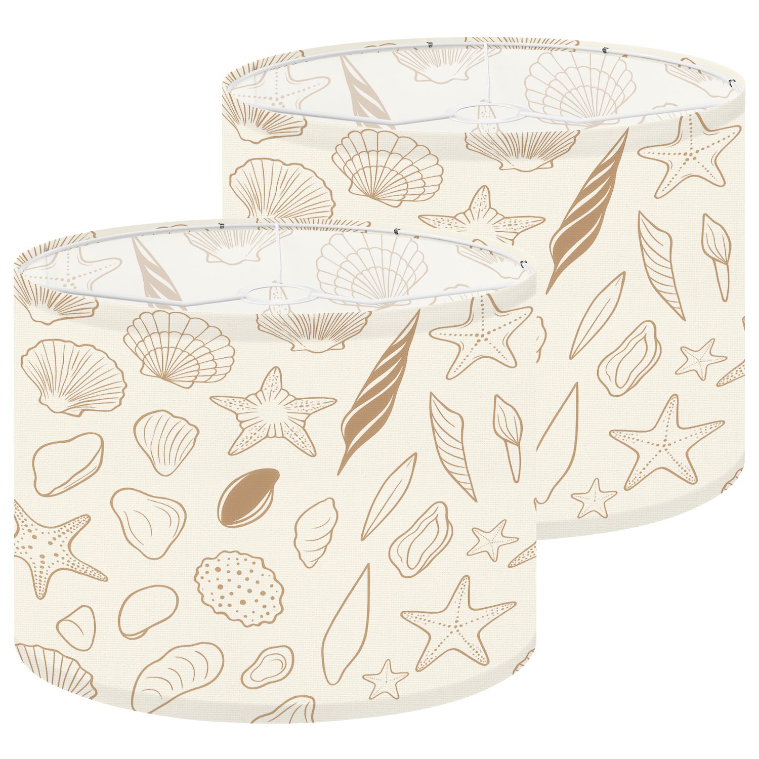Lampshades 2 Pack Vintage Seashell Starfish Hand Drawn Coastal Ocean ...