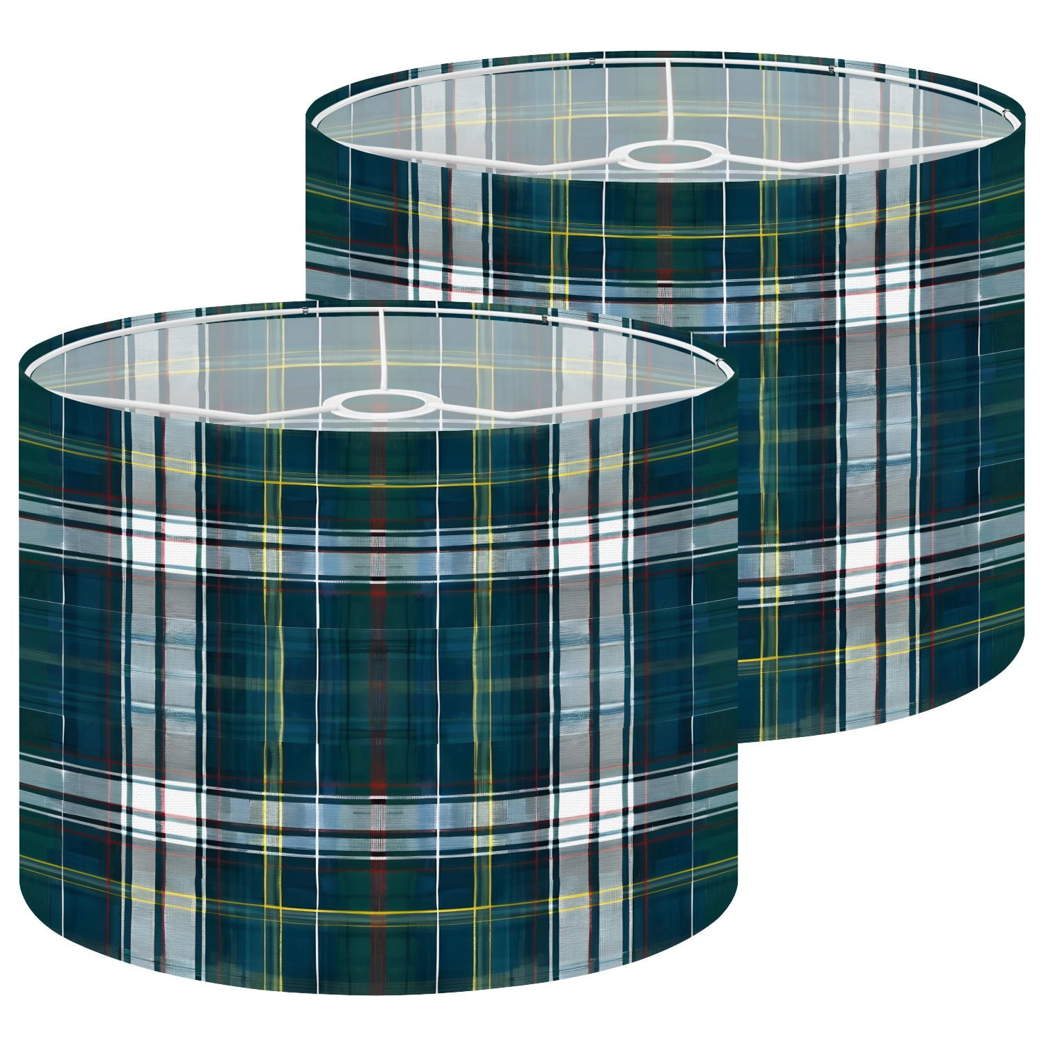 Lampshades 2 Pack White Navy blue Green Tartan Plaid Scottish Texture ...