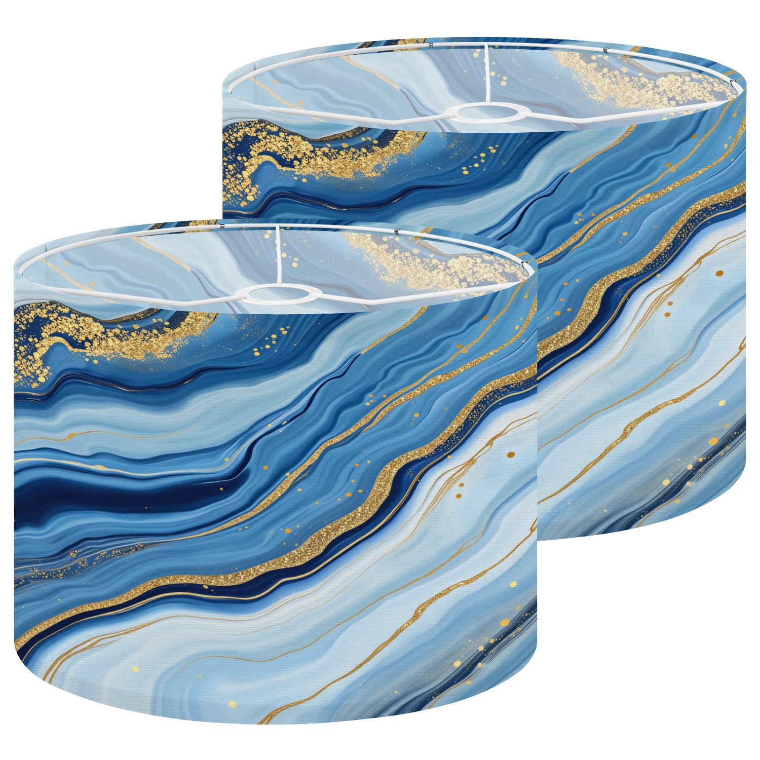 Lampshades 2 Pack abstract fake stone texture agate blue gold veins ...