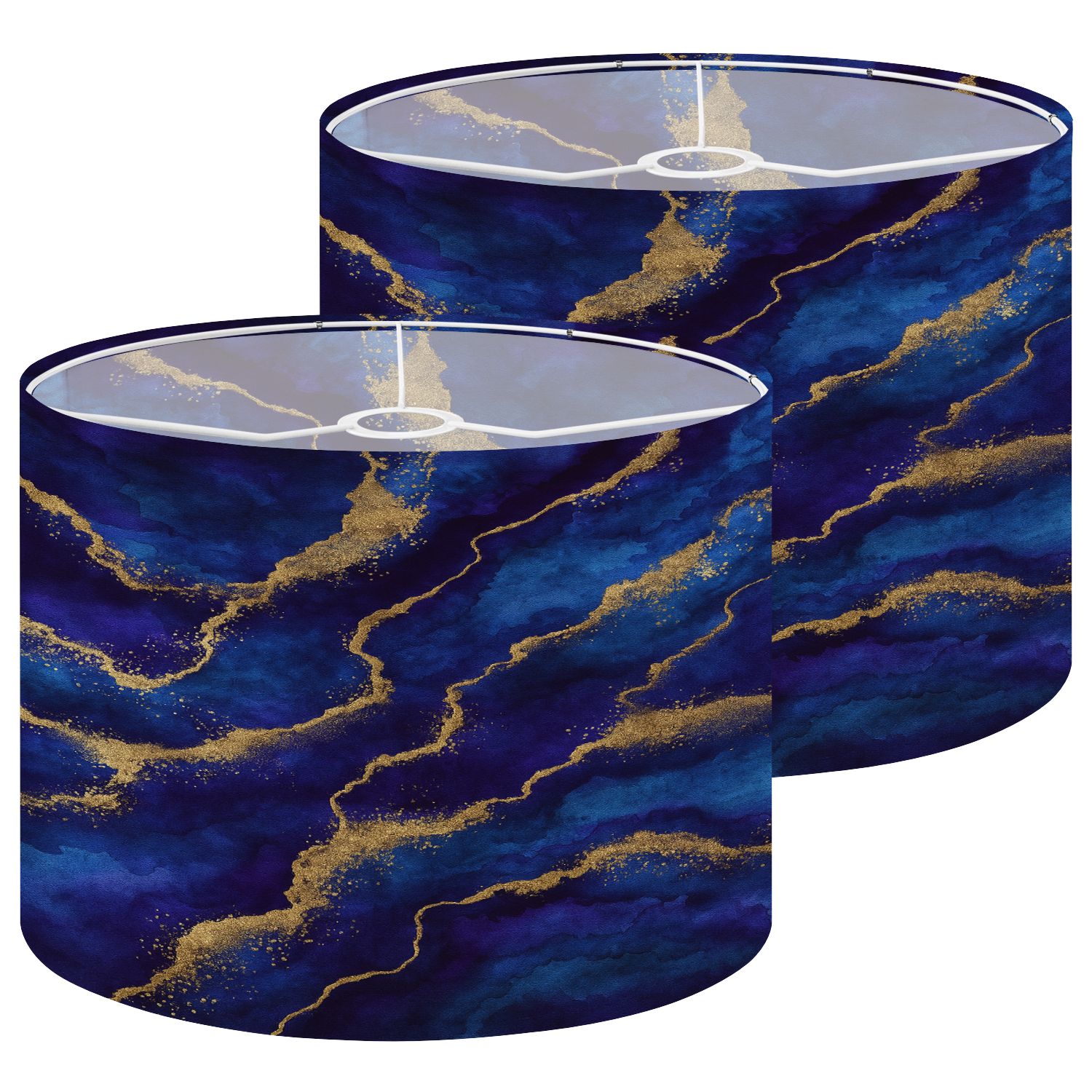 Lampshades 2 Pack blue fake marble stone texture golden glitter veins ...