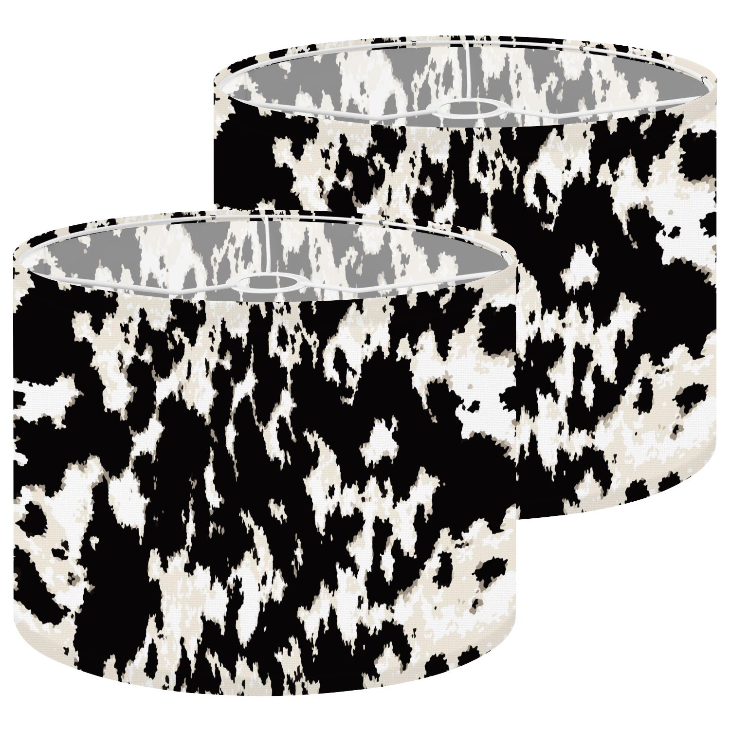 Lampshades 2 Pack cow leather natural print animal skin spots white ...