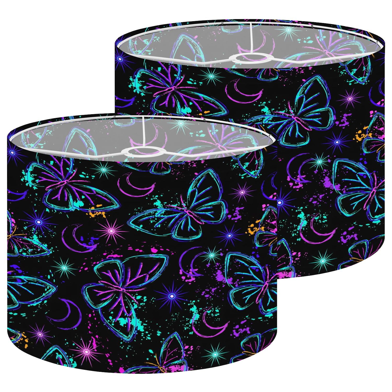 Lampshades 2 Pack fluorescent fantasy sun butterfly paint brush strokes ...