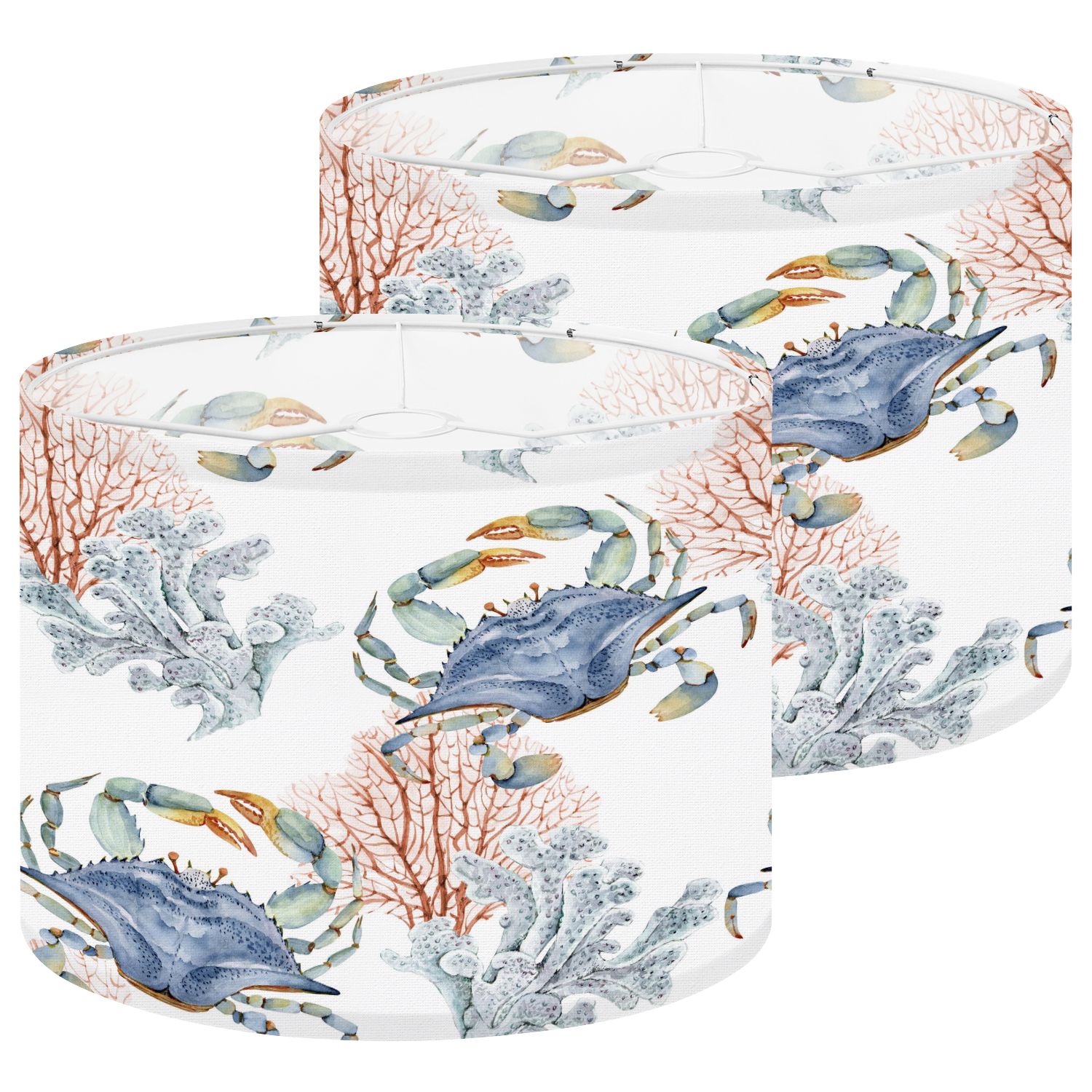 Lampshades 2 Pack sea blue crabs corals watercolor painted nautical ...