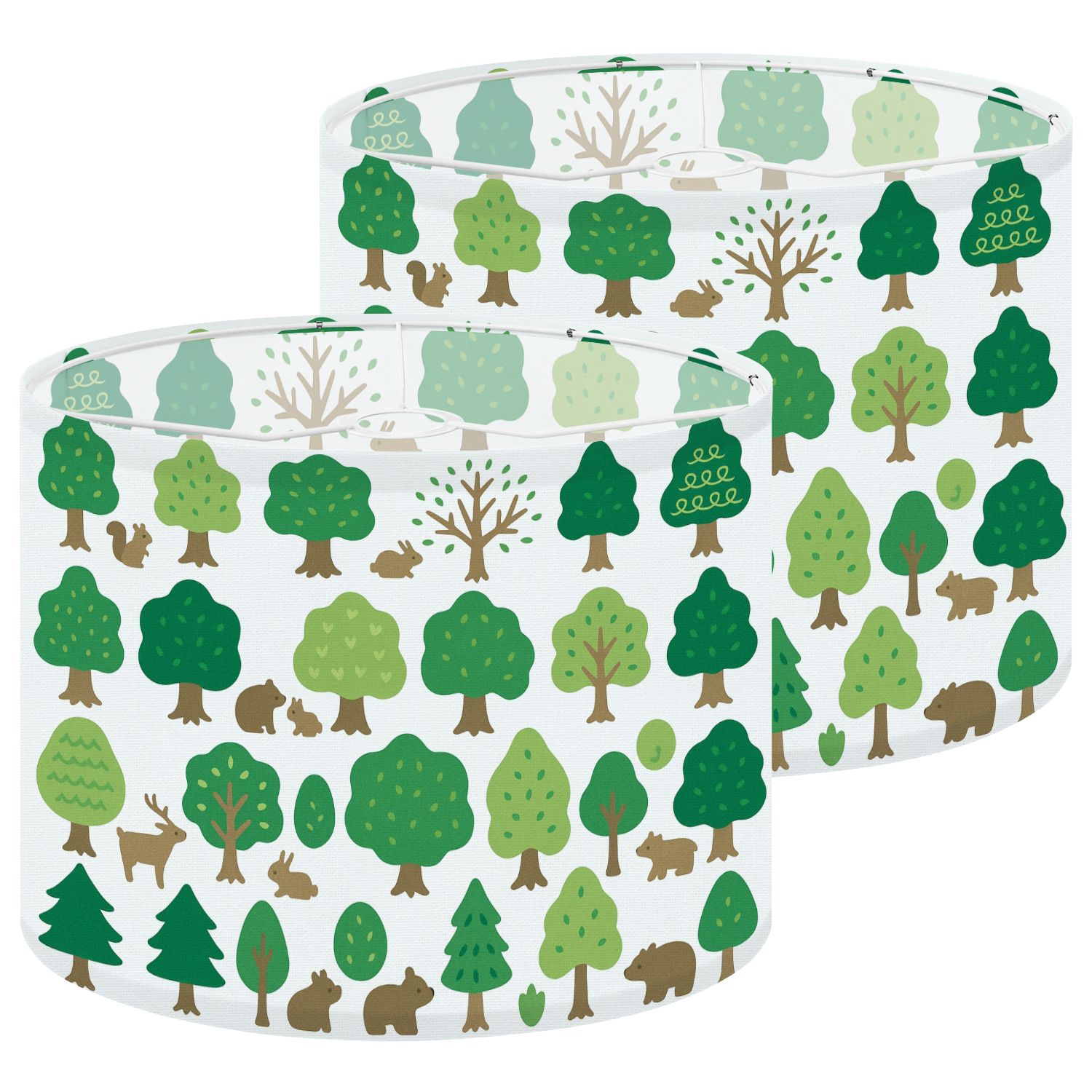 Lampshades 2 Pack set various green forest animals hand drawn style 13 ...