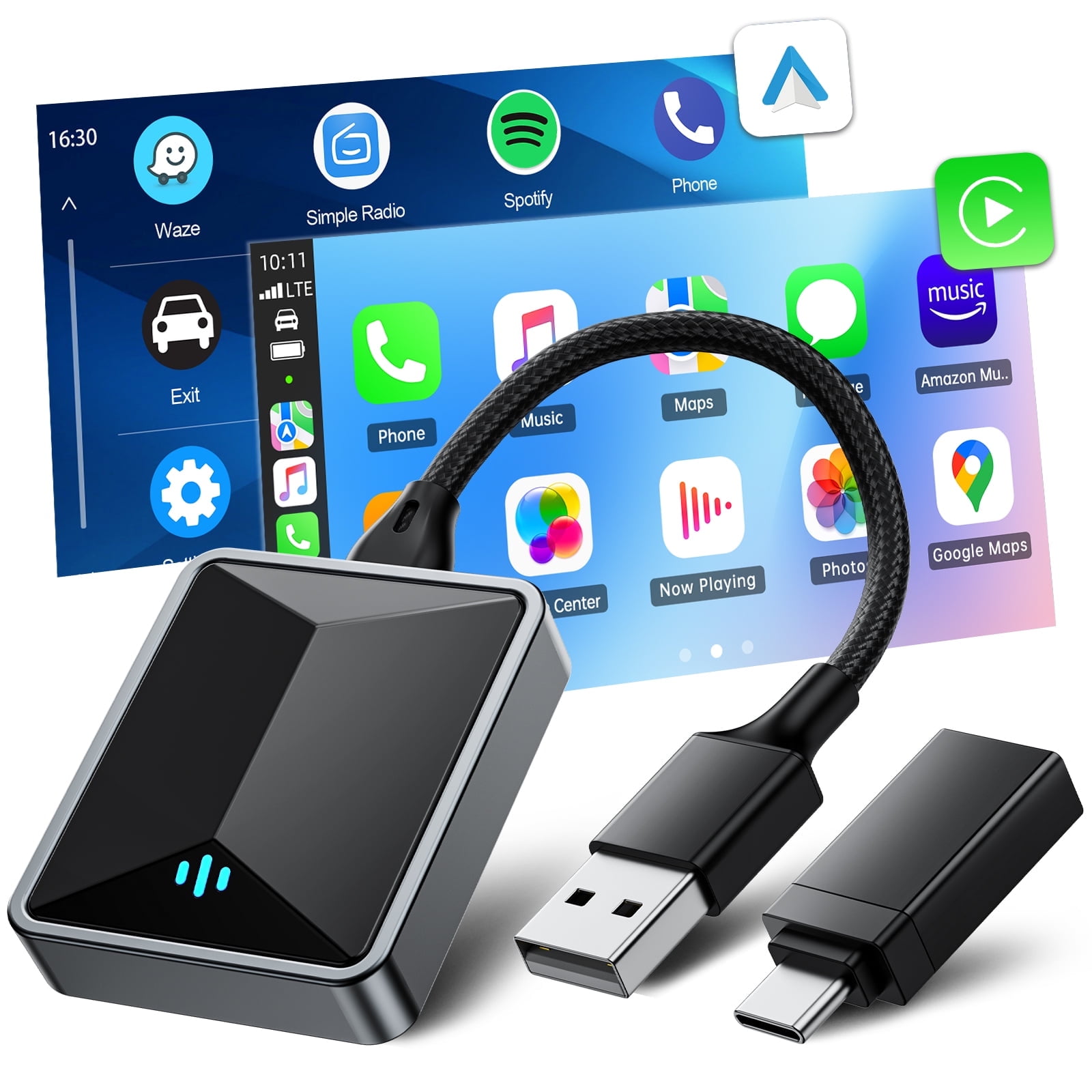 Lamtto 2024 New 2 in-1 Wireless Carplay Adapter for OEM CarPlay Android ...