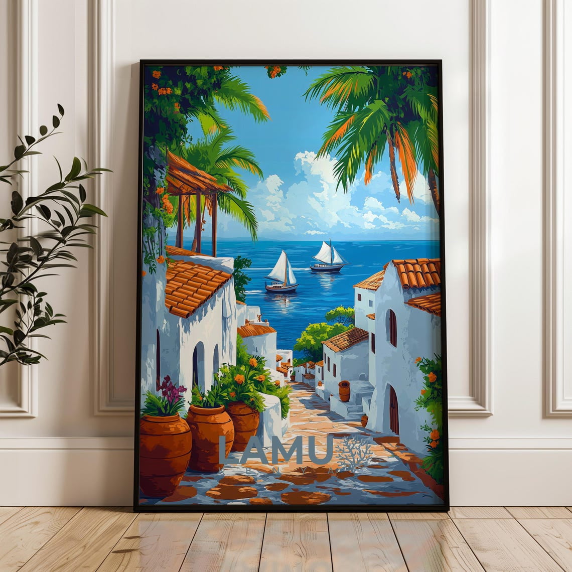 Lamu Island Travel Print - Kenya Wall Art Poster, Amu Coastal ...