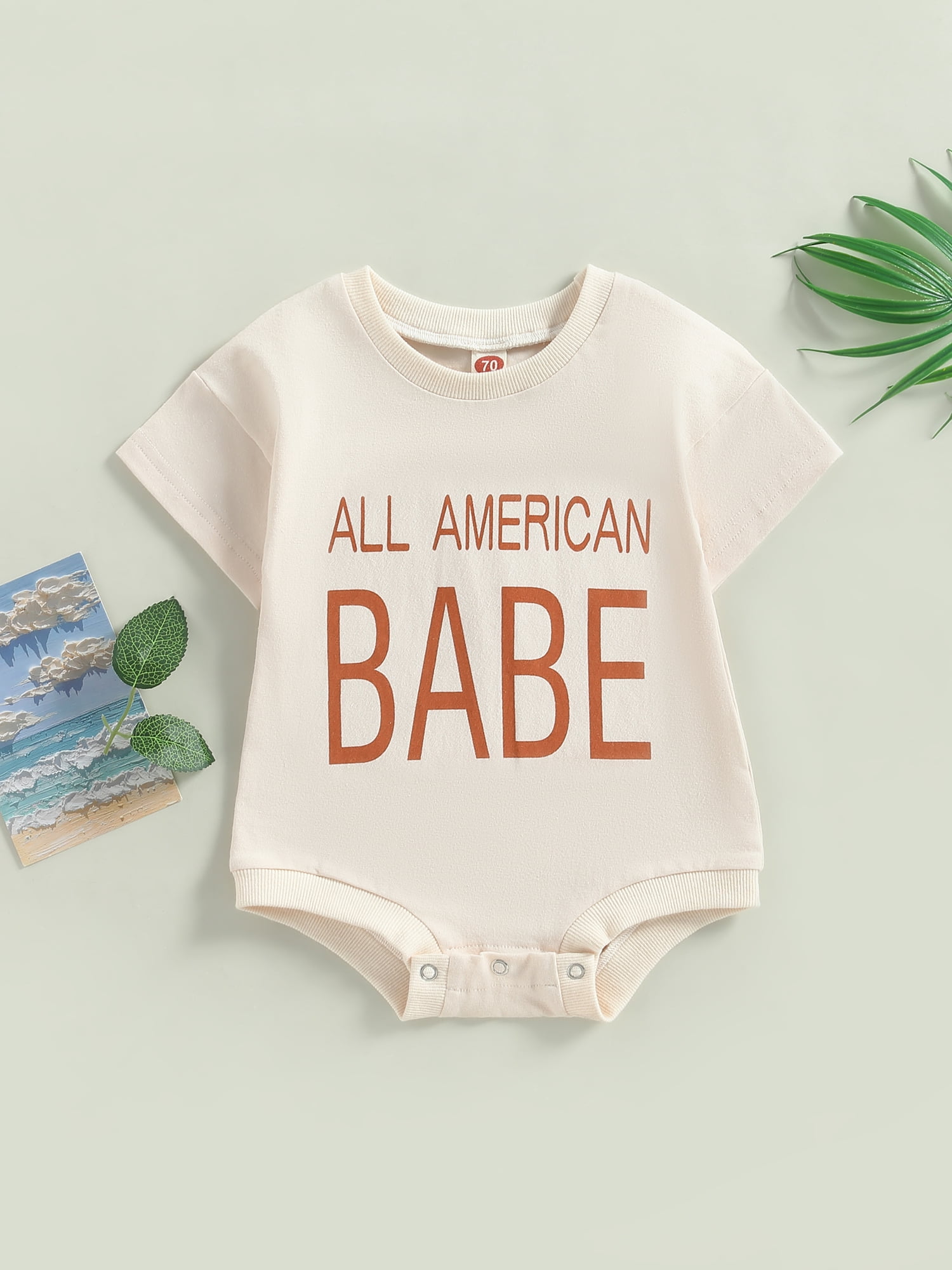 Lamuusaa Baby 4th of July Romper, Short Sleeve Bus Letter Print ...