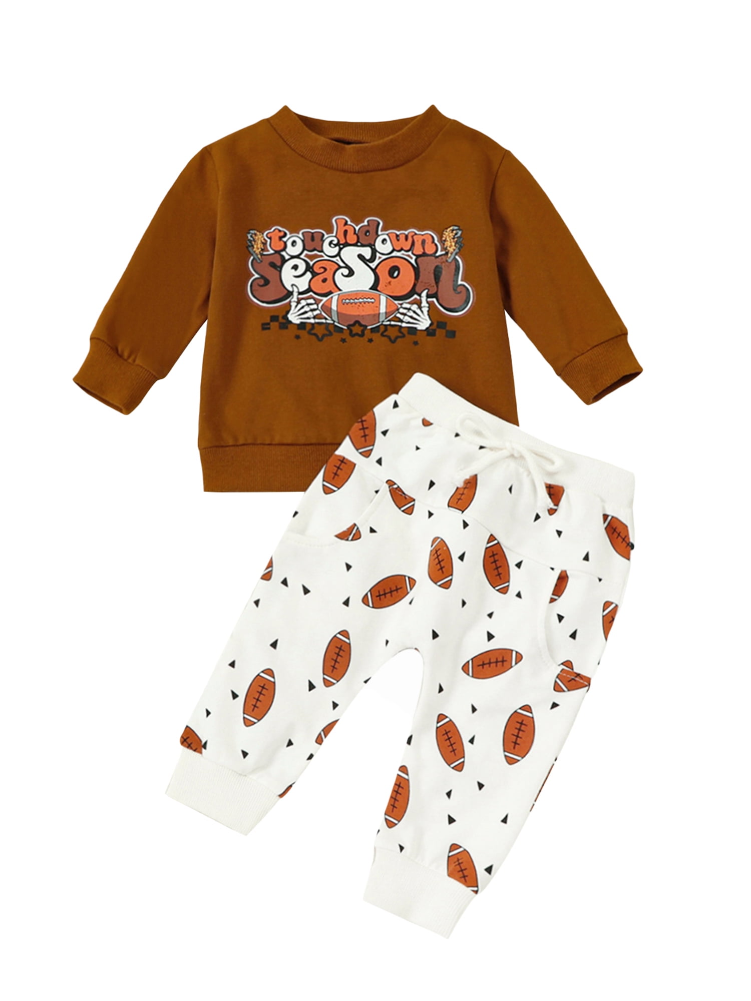Lamuusaa Baby Boys Pants Set, Long Sleeve Crew Neck Letters Print ...