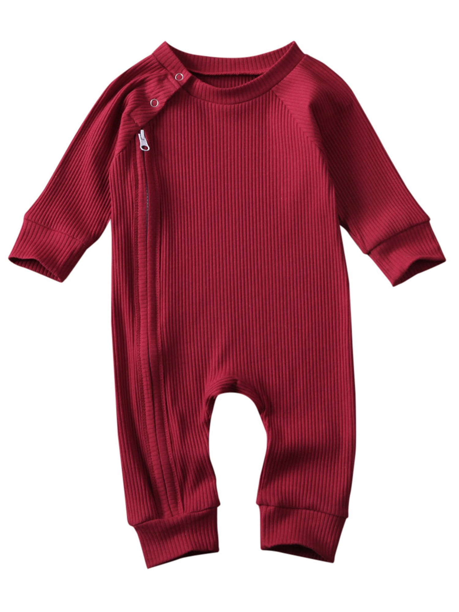 Lamuusaa Baby Girls Boys Autumn Ribbed Romper Long Sleeve Crewneck ...