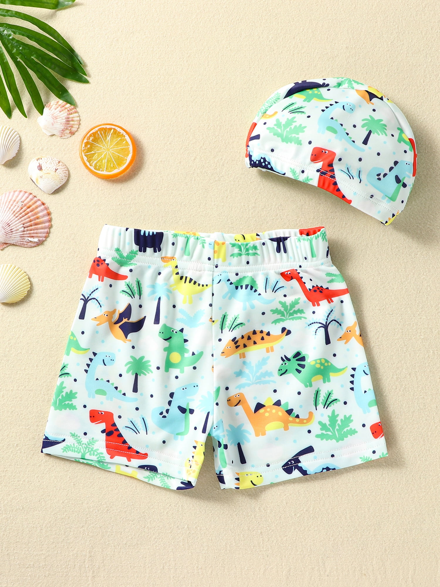 Lamuusaa Kids Boys Swim Shorts for Summer Beach, Shark/Dinosaur ...