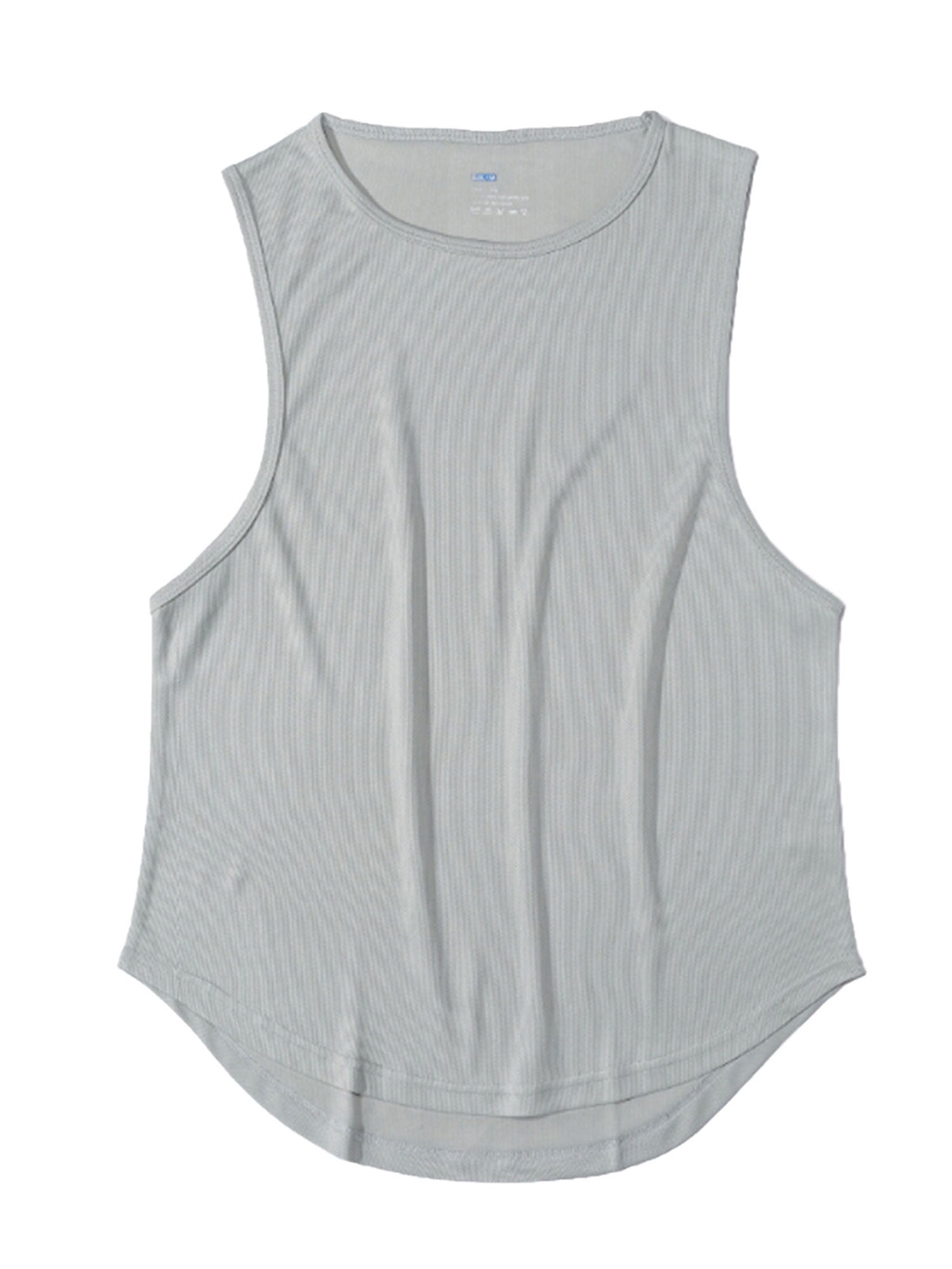 Lamuusaa Men Sports Tank Top Sleeveless Round Neck Solid Color Tops ...