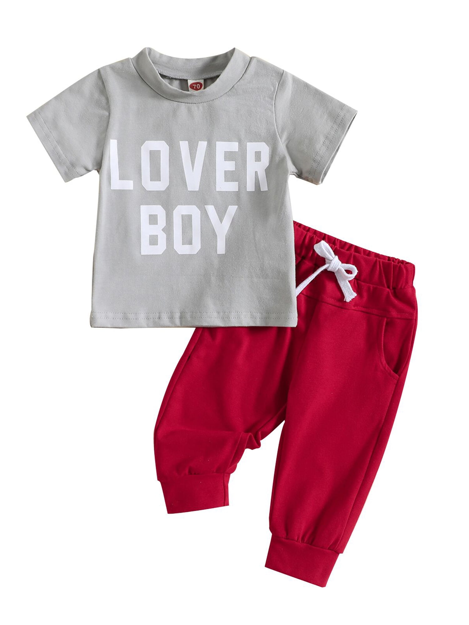 Lamuusaa Toddler Baby Boy Spring Clothes, Short Sleeve Letter Print T ...
