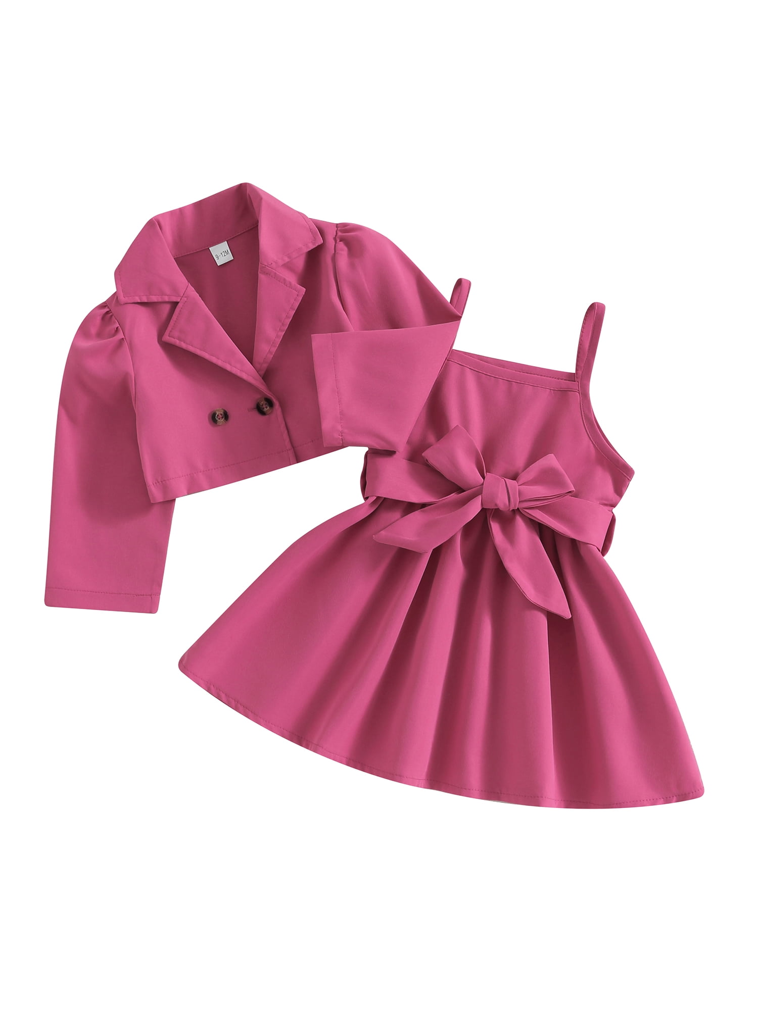 Lamuusaa Toddler Girl 2Pcs Fall Outfits Sleeveless Belted Dress ...