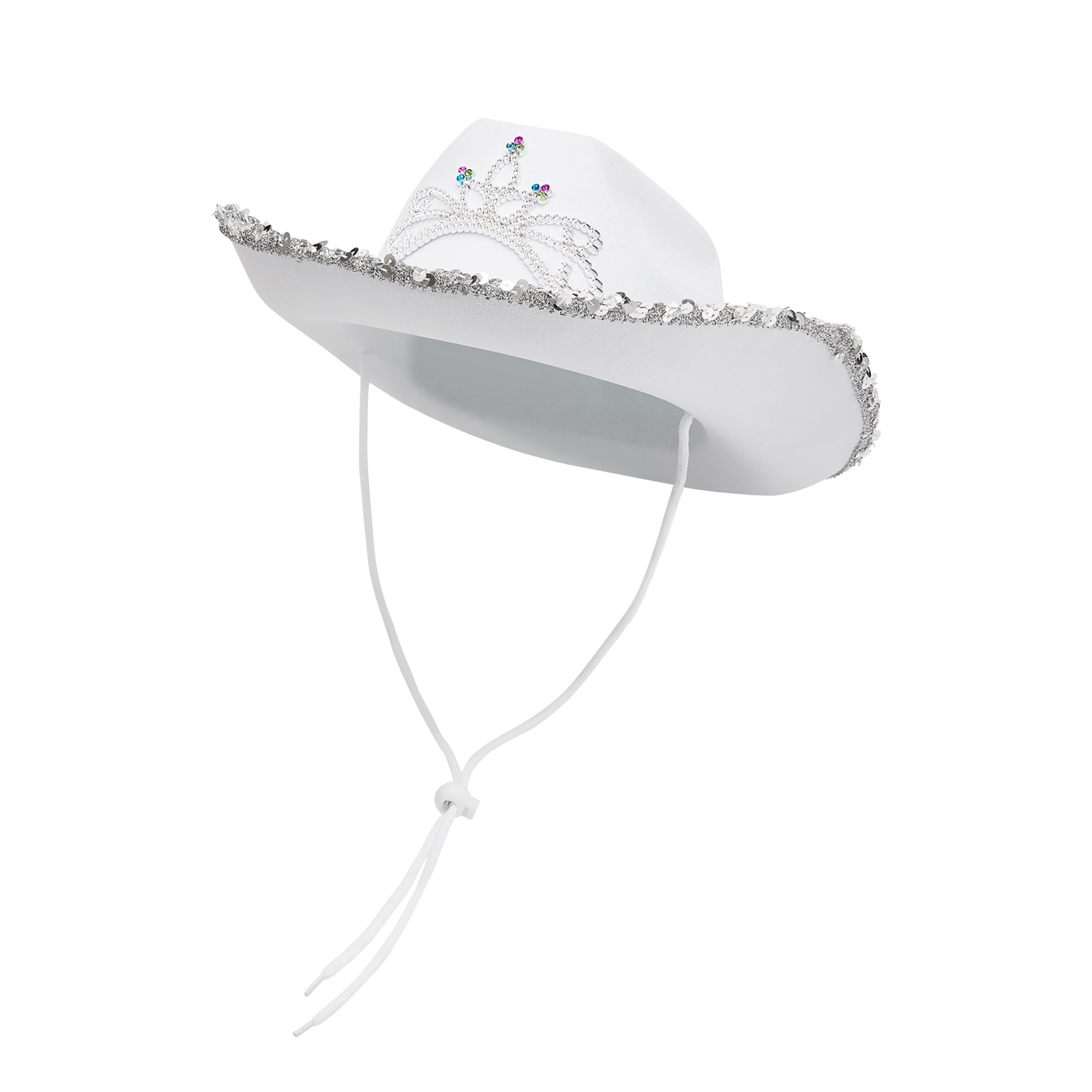 Lamuusaa Women Cowboy Hat, Sequined Wide Brim Rhinestone Crown Western ...