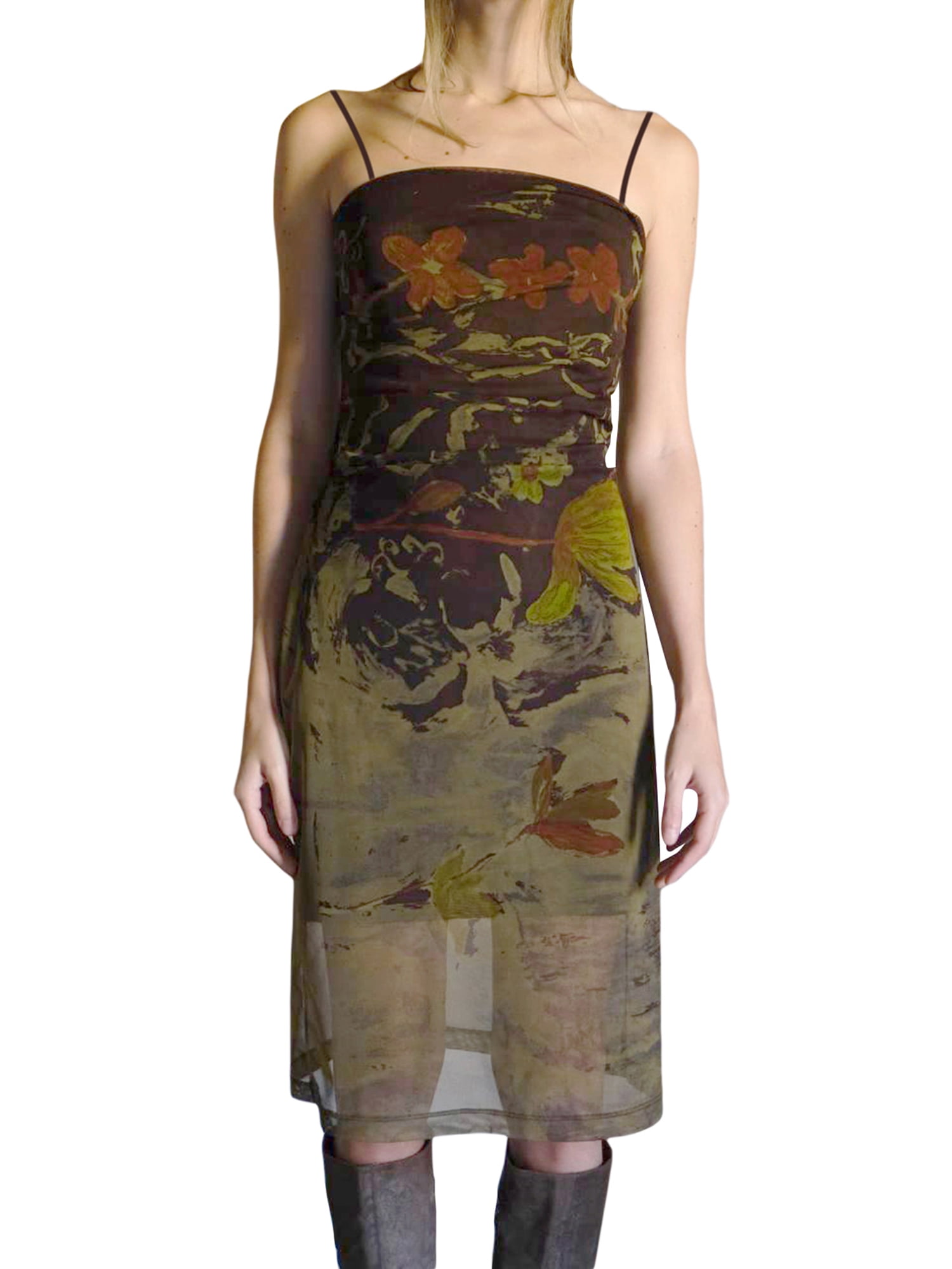 Lamuusaa Women Vintage Mesh Dress Summer Strap Backless Party Dress for ...