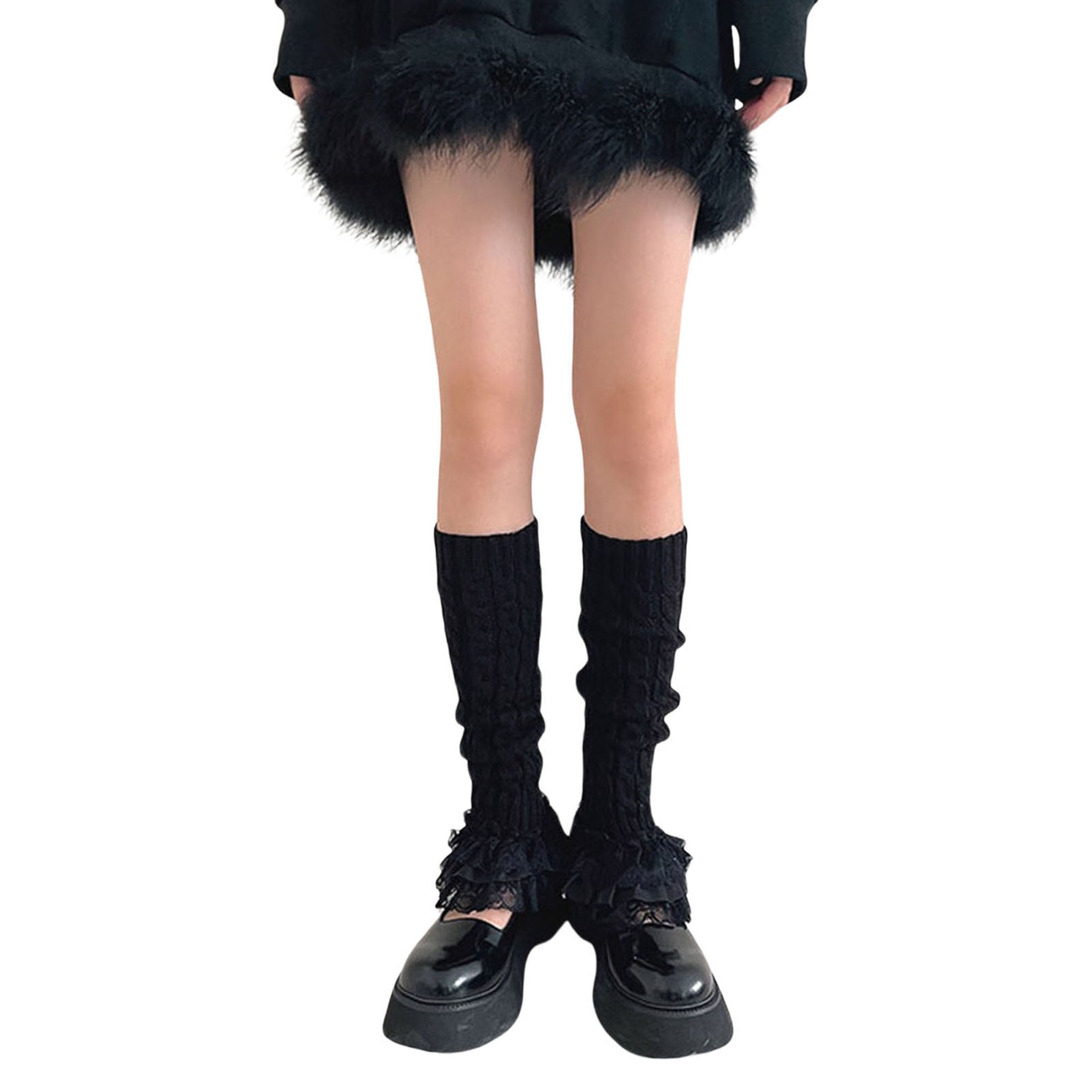 Lamuusaa Women's Cable Knit Leg Warmers Winter Warm Knee High Socks ...
