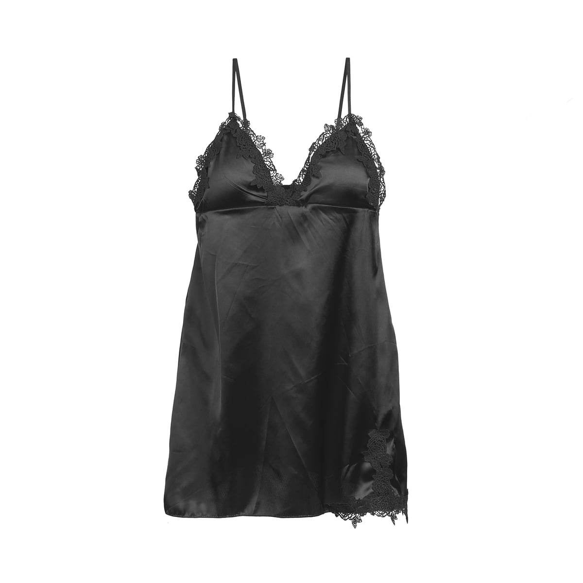 Lamuusaa Women's Silk Satin Sleepwear Dress Ladies Sexy Micro Babydoll ...