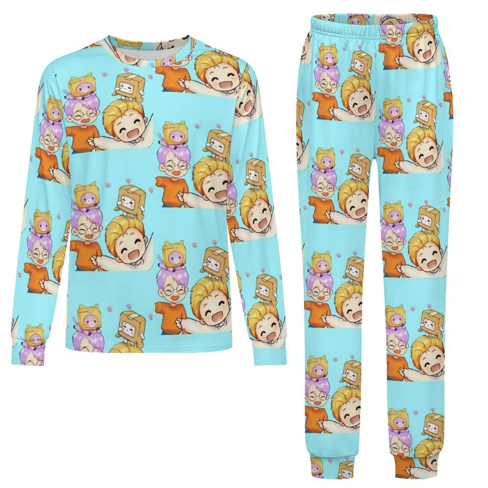 Lan-key Box Cute Pajamas for Girls Boys Leisure Wear Milk Fiber Long Sleeve & Pants Pj Set Tween ...
