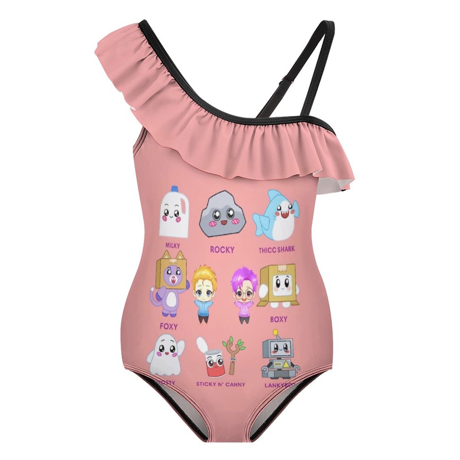 Lan-key Box Girls Swimsuit One Piece Swimsuits Ruffle Bathing Suit Kids ...