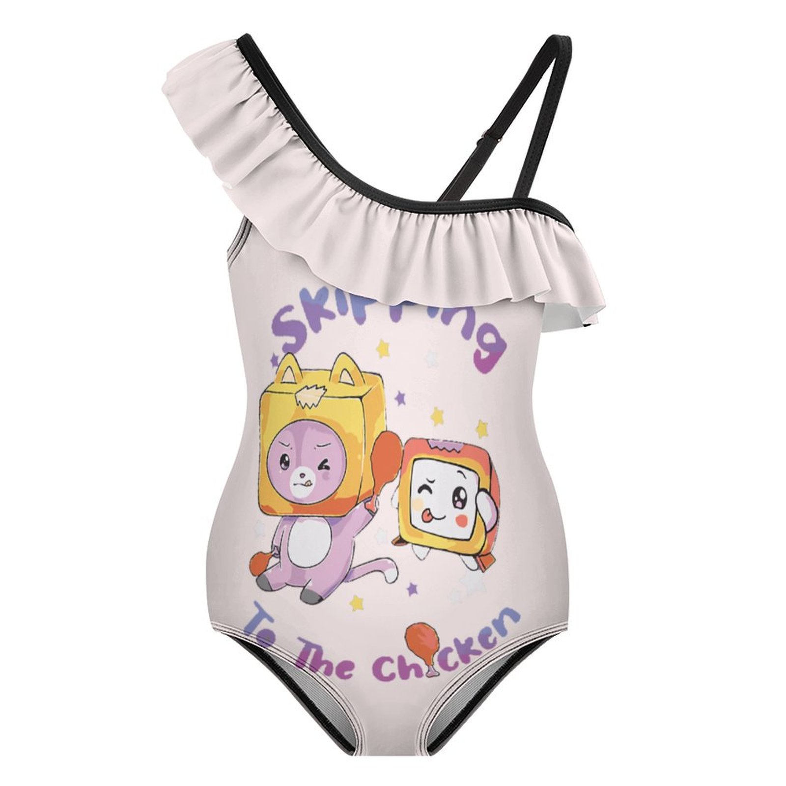 Lan-key Box Girls Swimsuit One Piece Swimsuits Ruffle Bathing Suit Kids ...