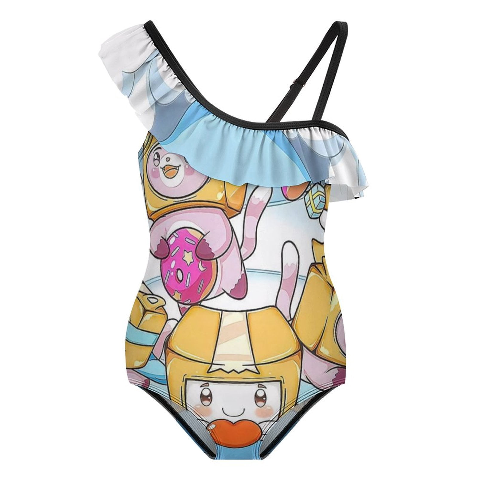 Lan-key Box Girls Swimsuit One Piece Swimsuits Ruffle Bathing Suit Kids ...