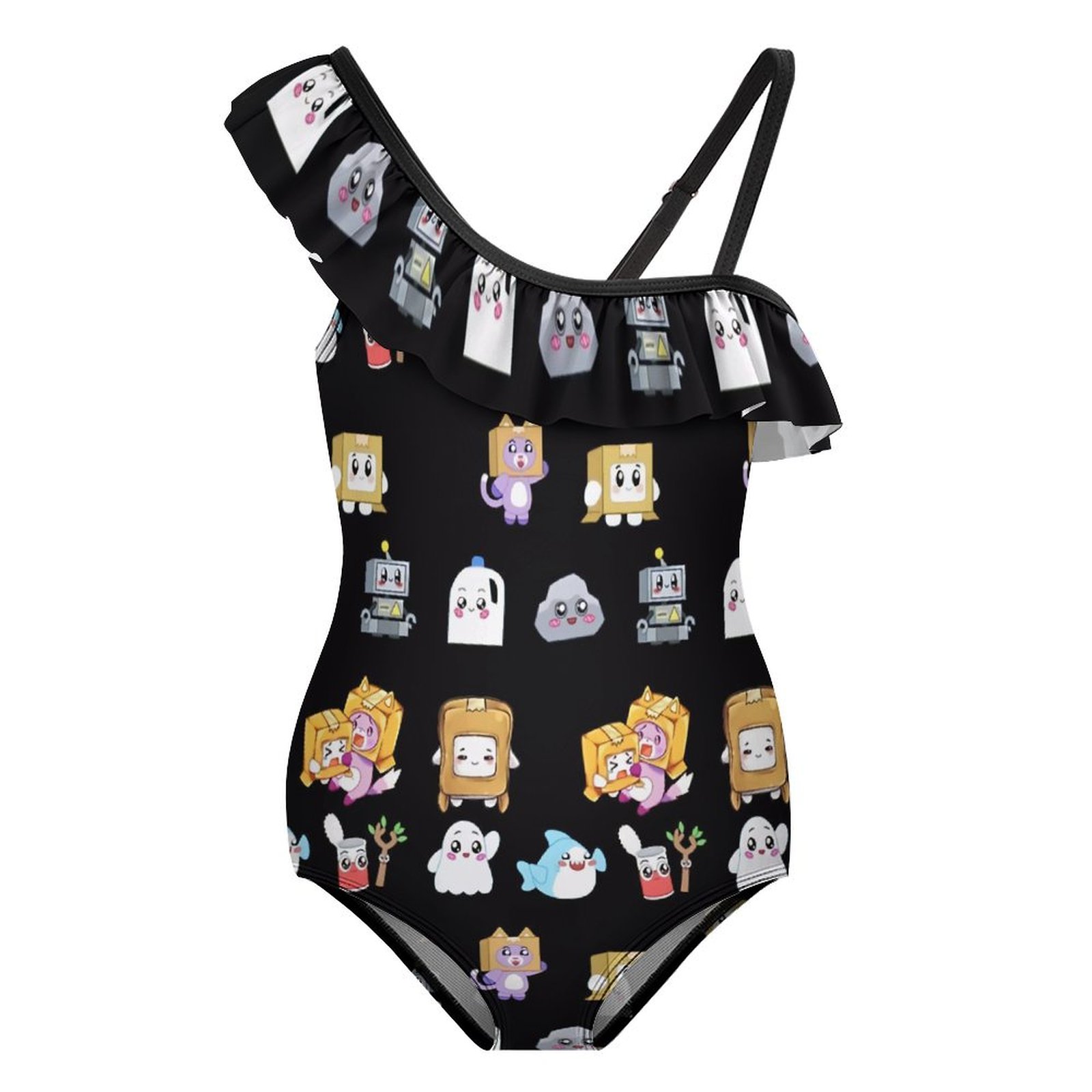Lan-key Box Girls Swimsuit One Piece Swimsuits Ruffle Bathing Suit Kids ...
