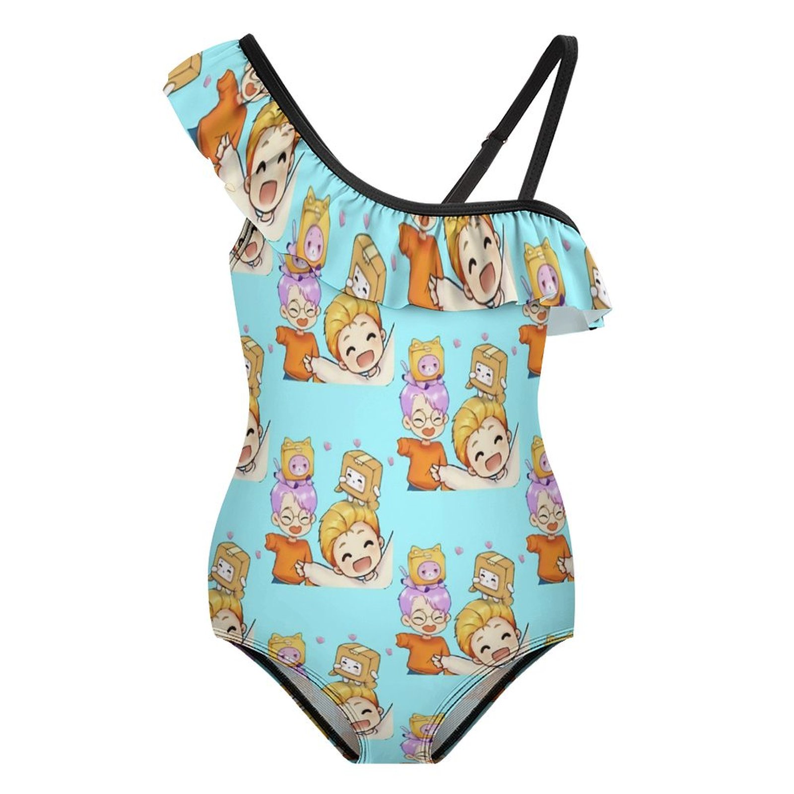 Lan-key Box Girls Swimsuit One Piece Swimsuits Ruffle Bathing Suit Kids ...