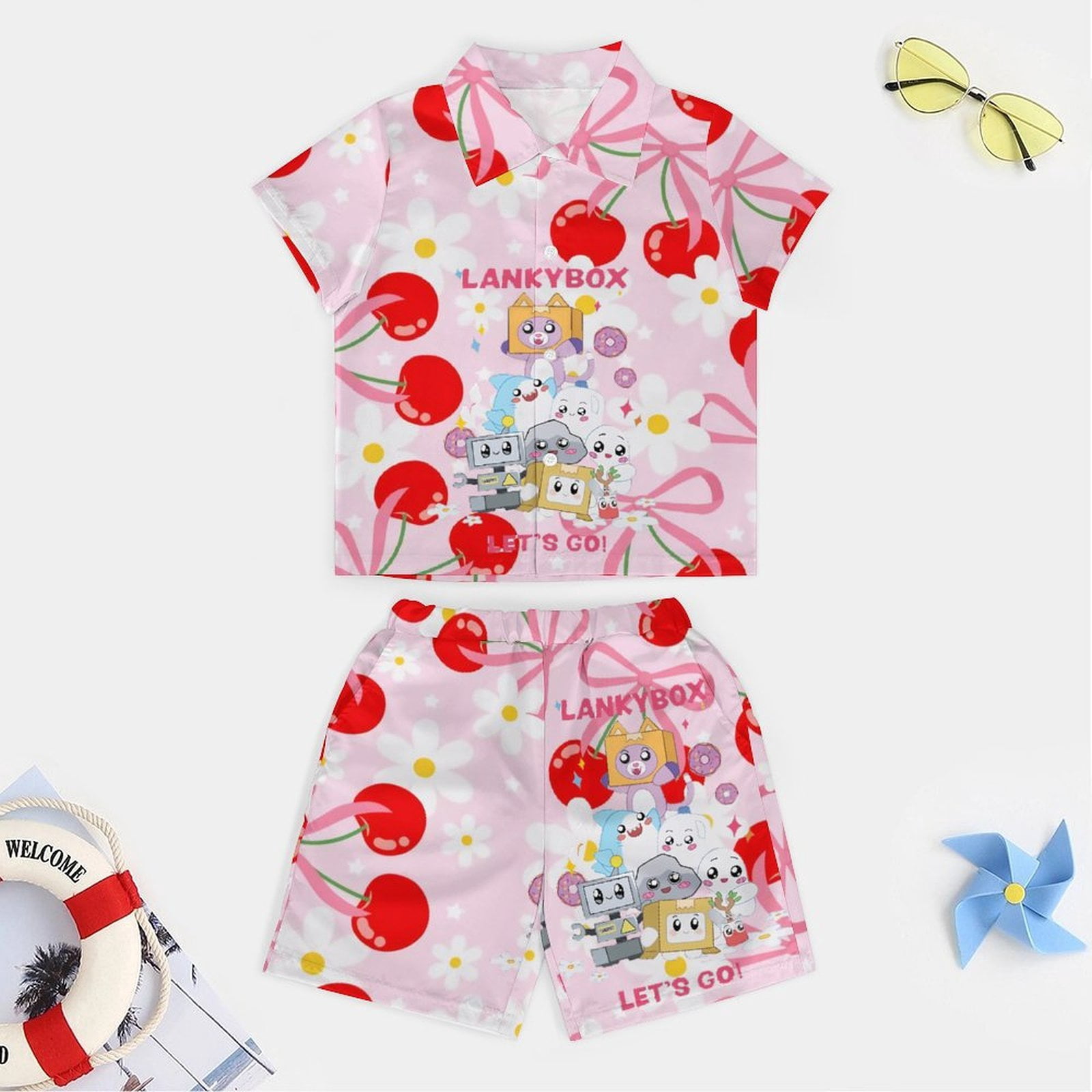 Lan-key！Box Kids Hawaiian Button Down Shirt and Short Set Beach Shirts ...