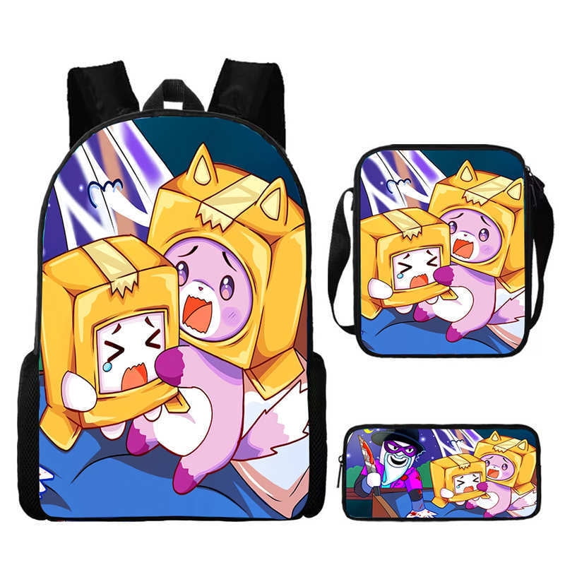 Lan-kybox Character Collage 3-Piece 16” Backpack & Lunch Box and Pencil ...