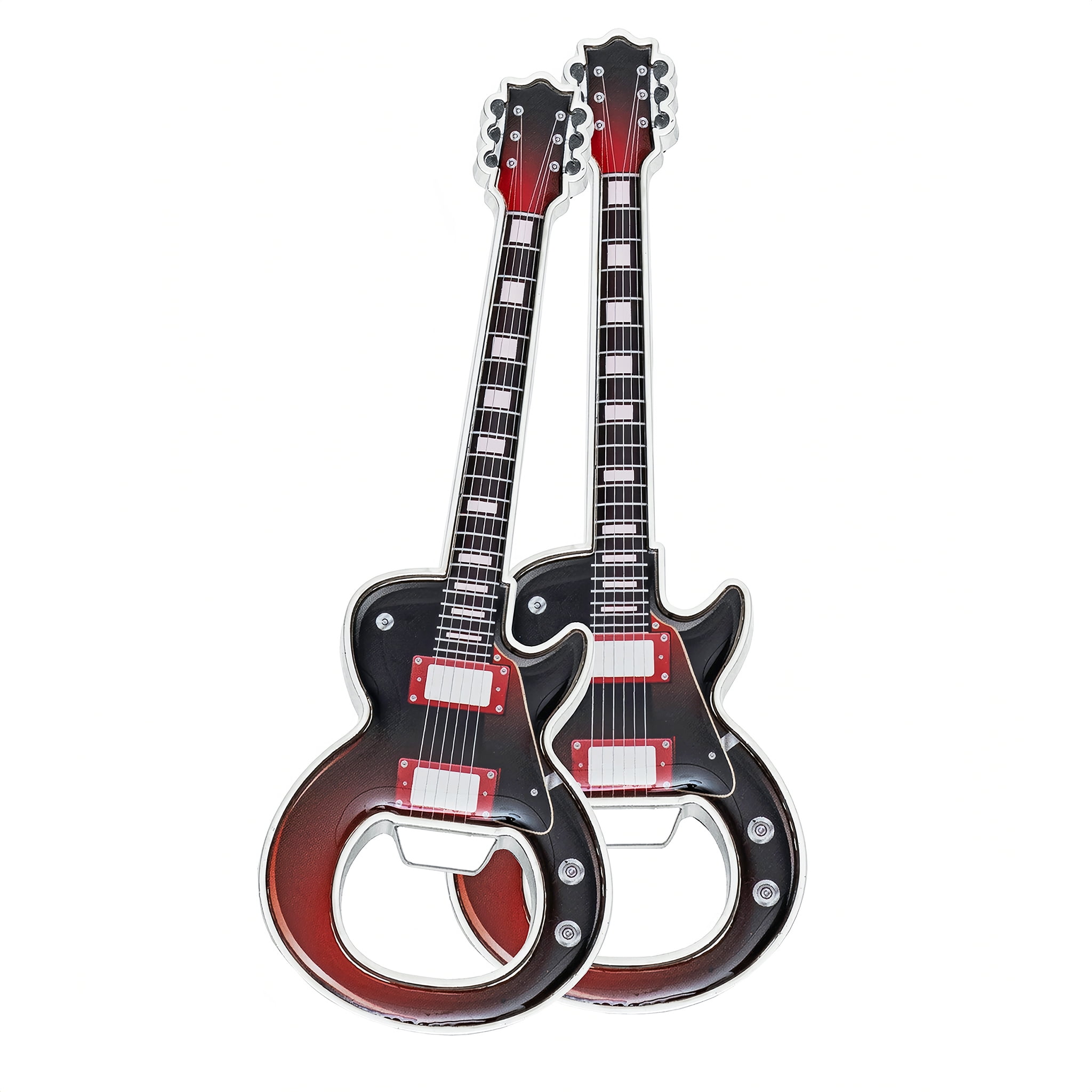Lanhong Guitar Shaped Bottle Opener, Dark Red, Magnetic, 2 Piece Set ...