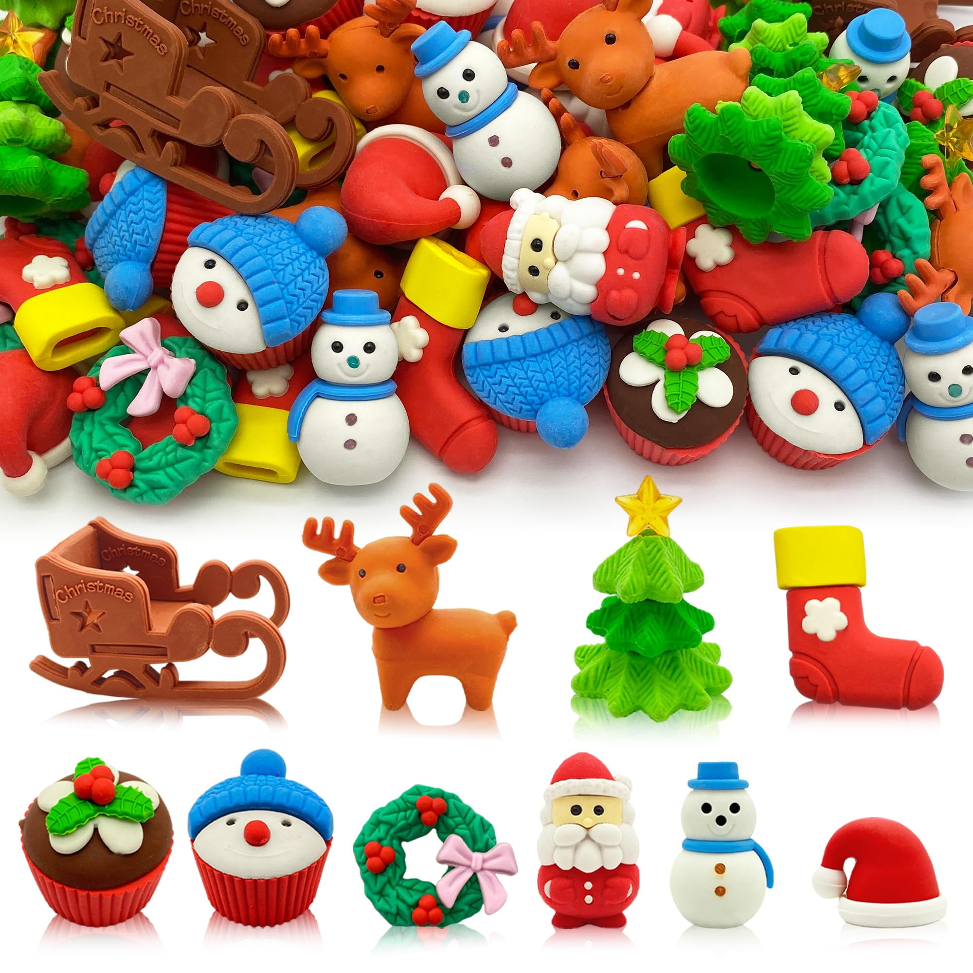 LanMa 30PC Christmas Erasers for Kids Animal Puzzle Eraser Desk Pets ...