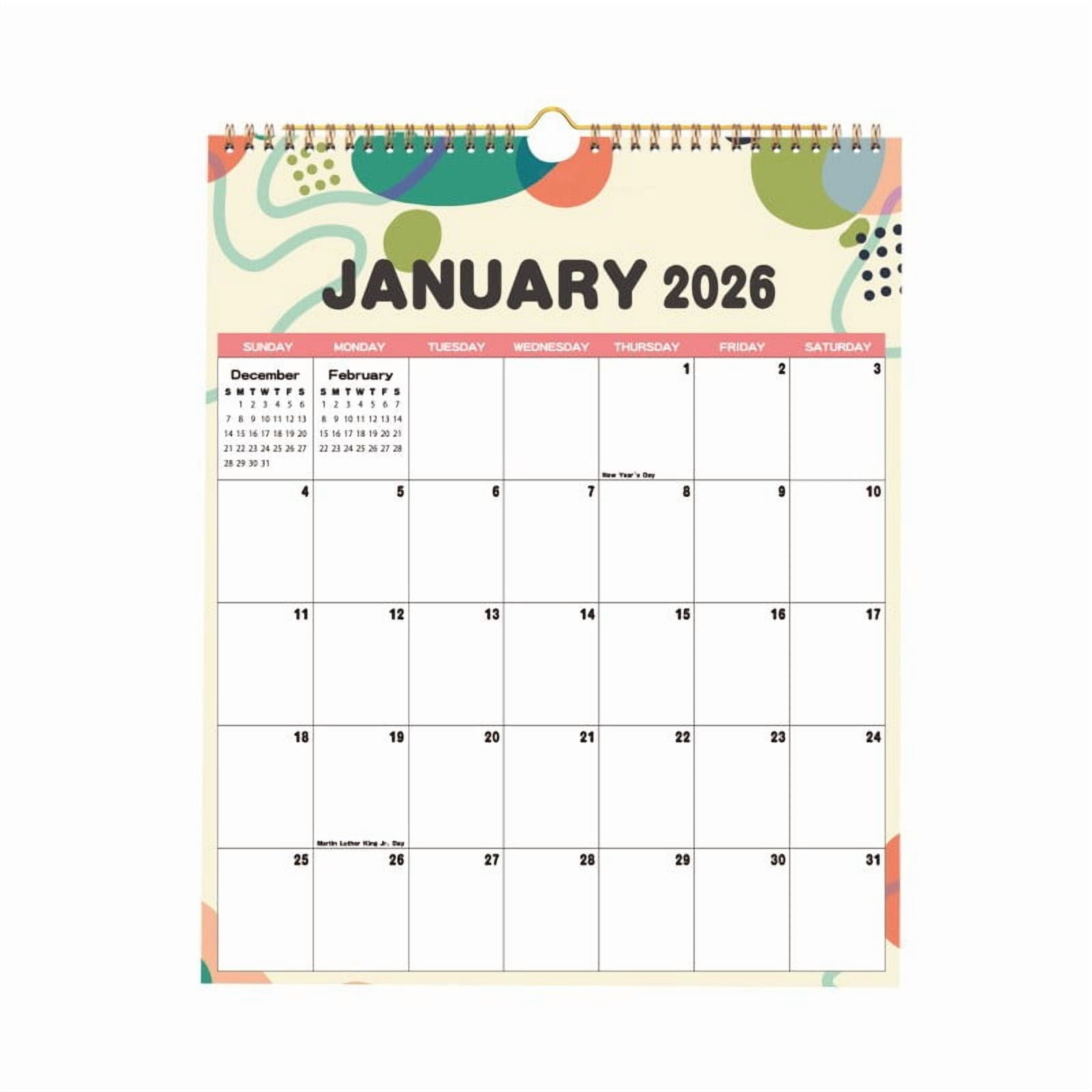 LanSuare 2026 Wall Calendar, 12 Months Calendar 2026, 15" x 12" Jan ...