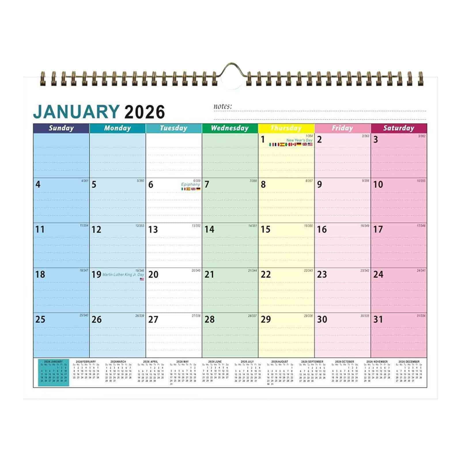 LanSuare 2026 Wall Calendar, 18 Months Calendar 2026, 15" x 12" Jan ...