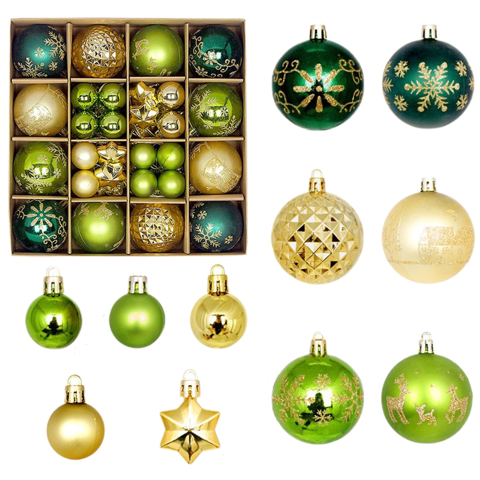 LanSuare 44Pcs Christmas Balls Ornaments, 2.3Inch Stripe Pattern Green ...