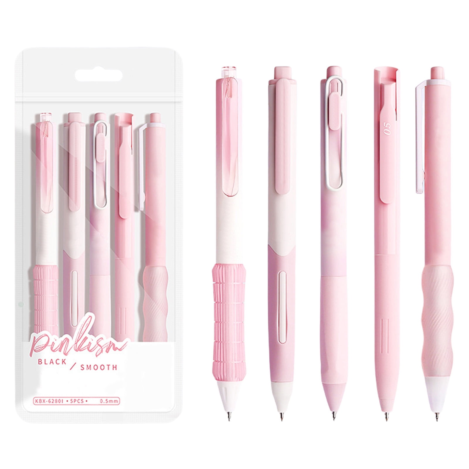 LanSuare 5-Pack Test Gel Pens, 0.5mm Fine Tip, Fast Drying Press ...