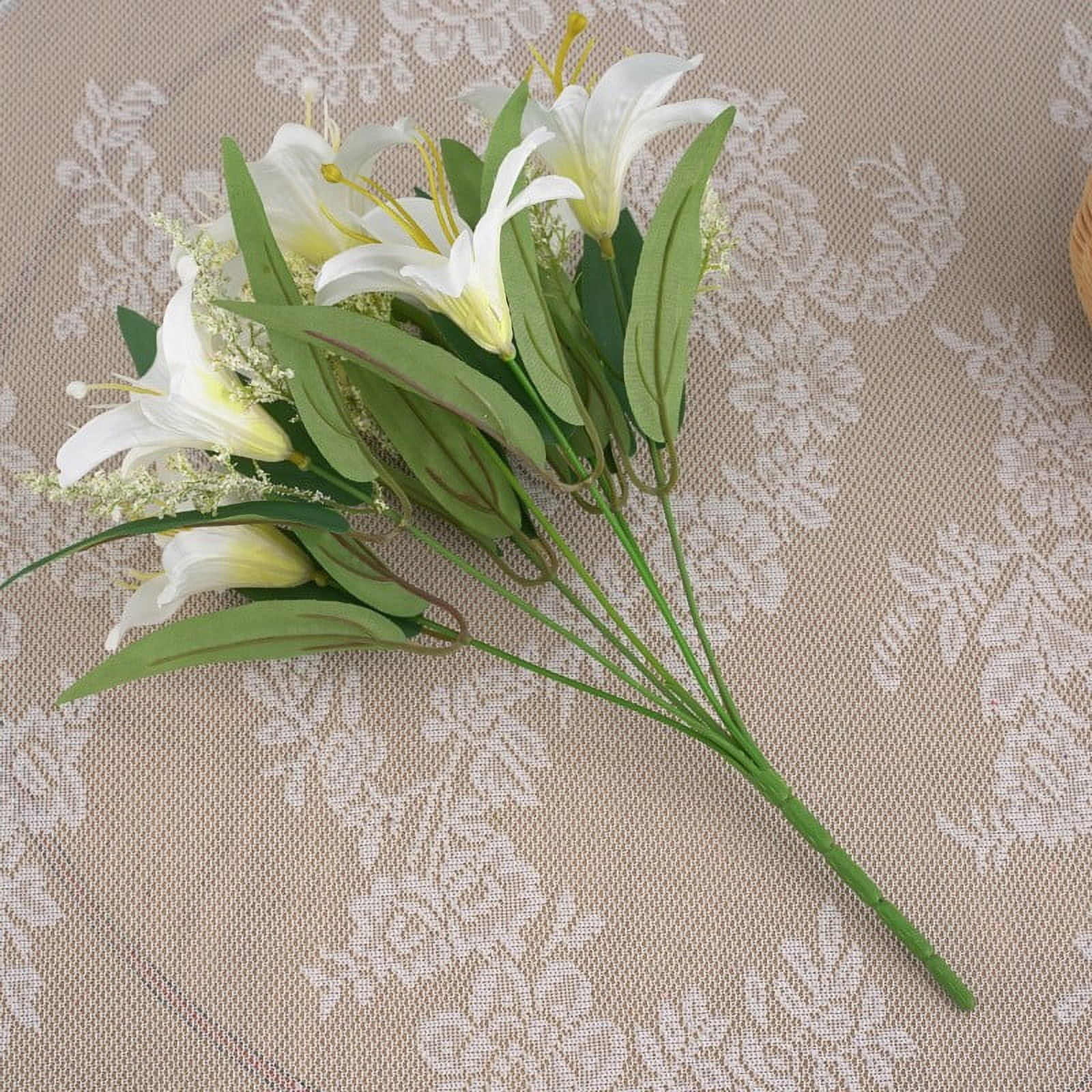 LanSuare Artificial 7-head Lily Flowers, Long Stem Artificial Lilies ...