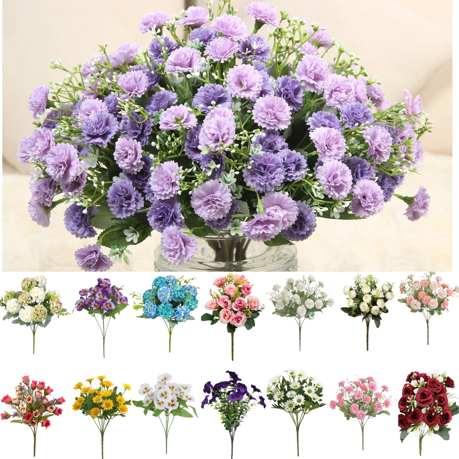 LanSuare Artificial Lilac Flower Bouquet Purple Flowers Faux Silk ...