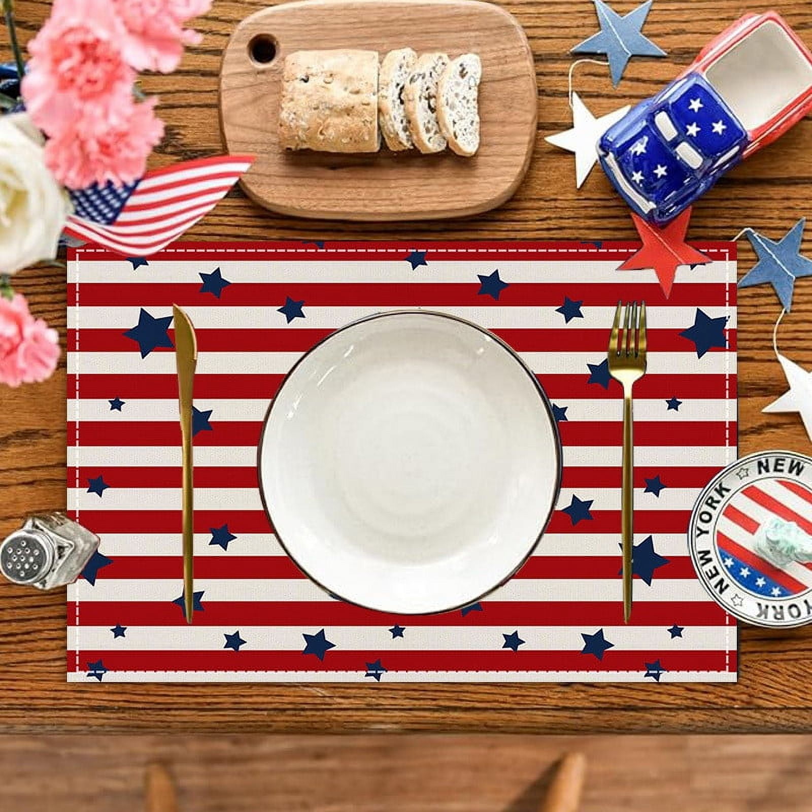 LanSuare 4th of July Placemats America Flag Stars Stripe Patriotic ...