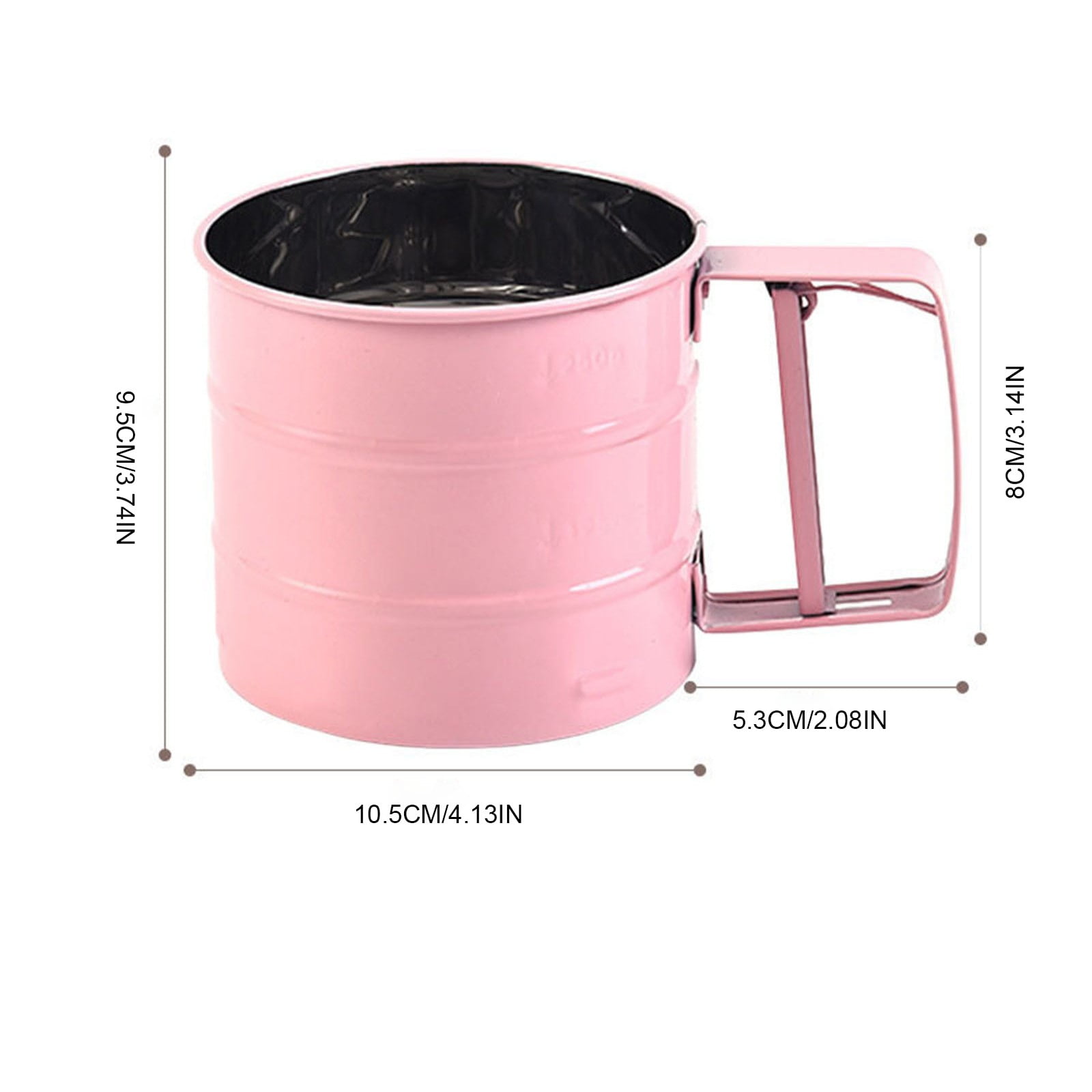 LanSuare Crank Flour Sieve Cup, Double-Layer Stainless Steel Baking ...