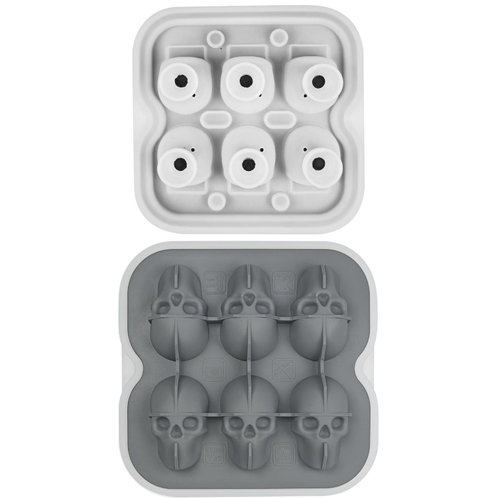 LanSuare Skulls Ice Mold with 6 Cavities, Whisky Cocktail Ice Box Tray ...
