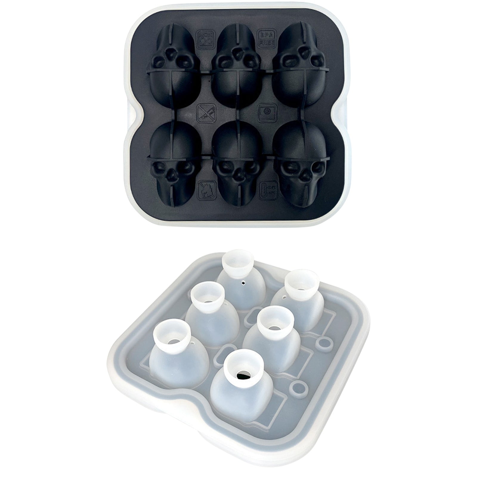 LanSuare Skulls Ice Mold with 6 Cavities, Whisky Cocktail Ice Box Tray ...