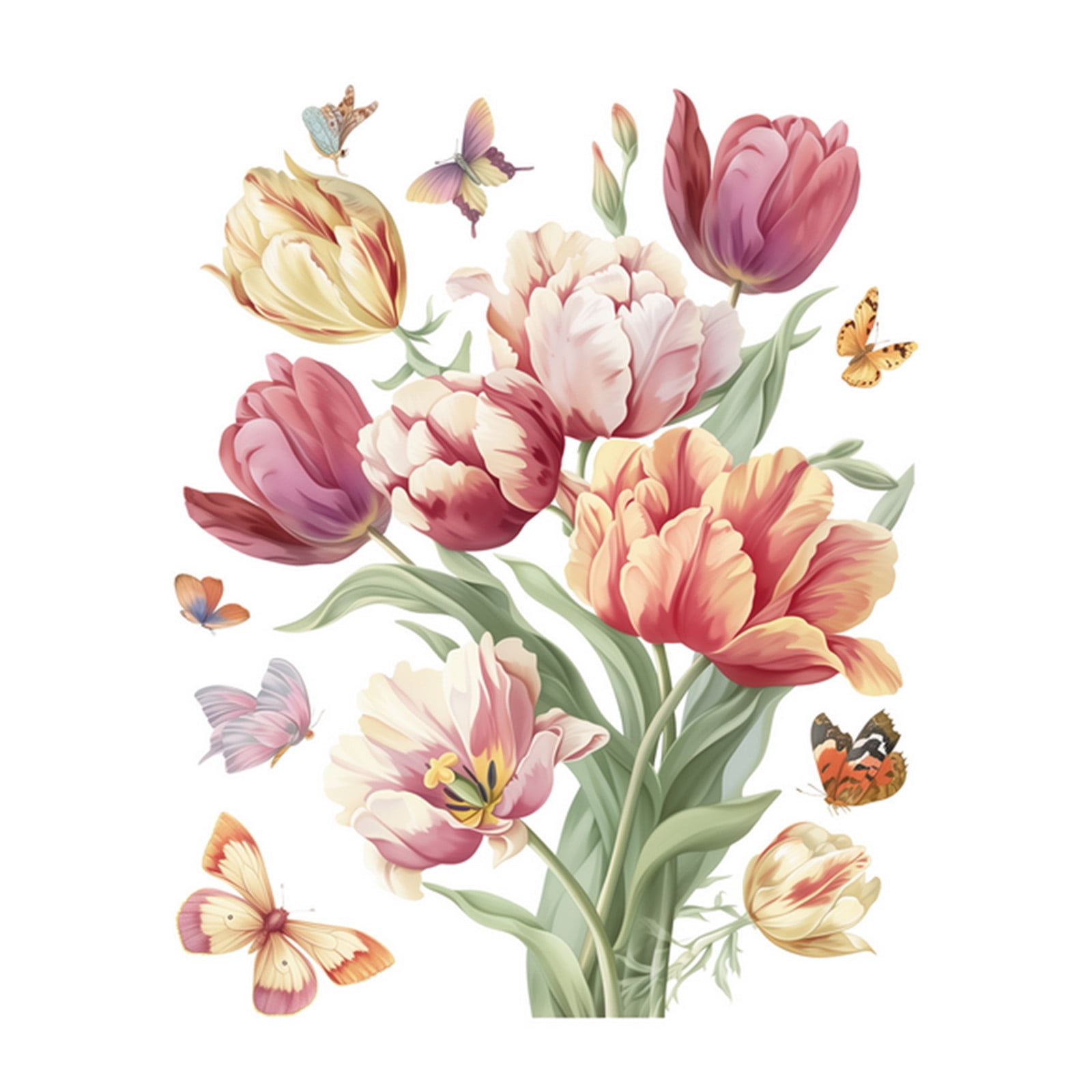 LanSuare Spring Flower Window Stickers, Butterflies Design, Suitable ...