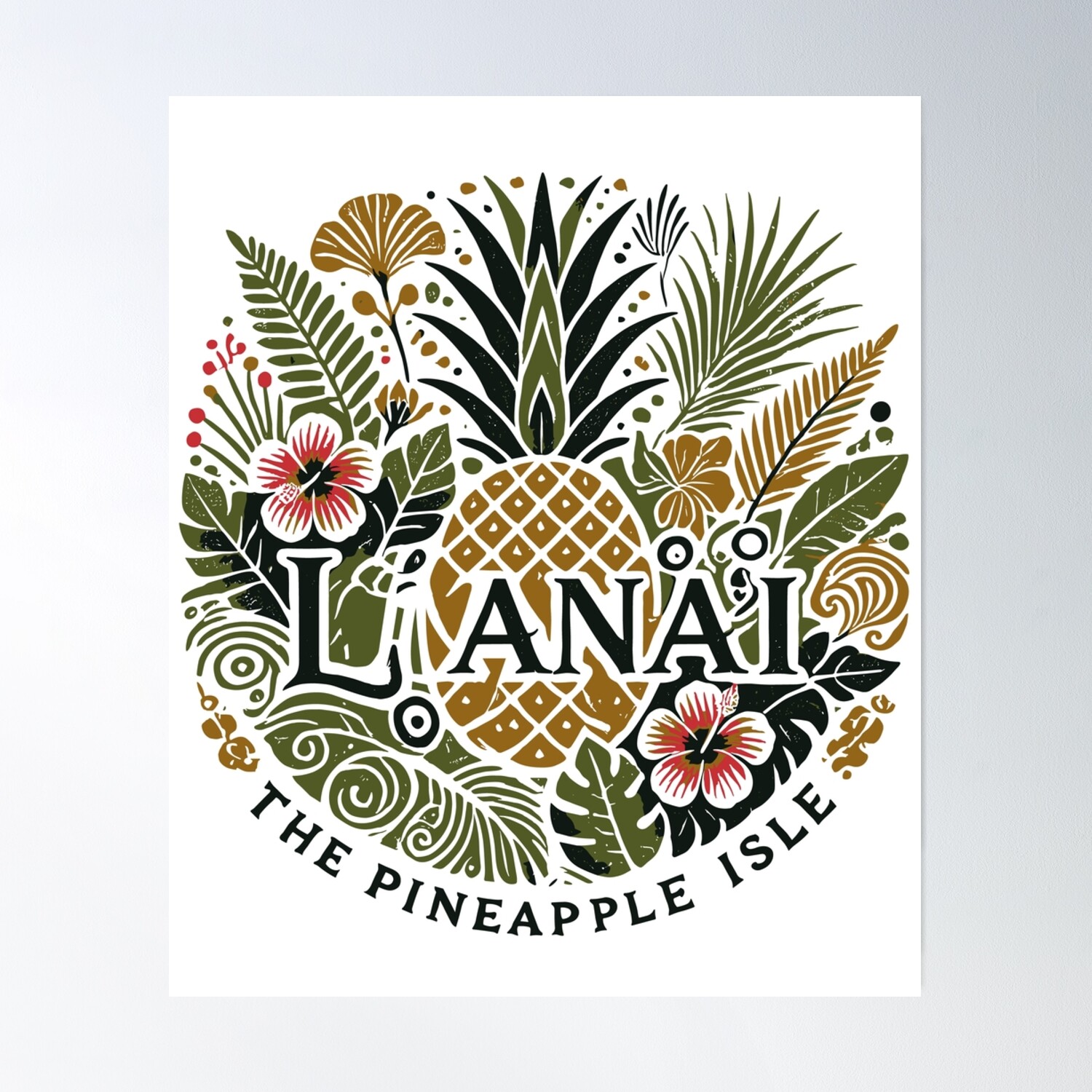 Lana'I The Pineapple Isle - Hawaiian Island Tropical Flower Poster Wall ...