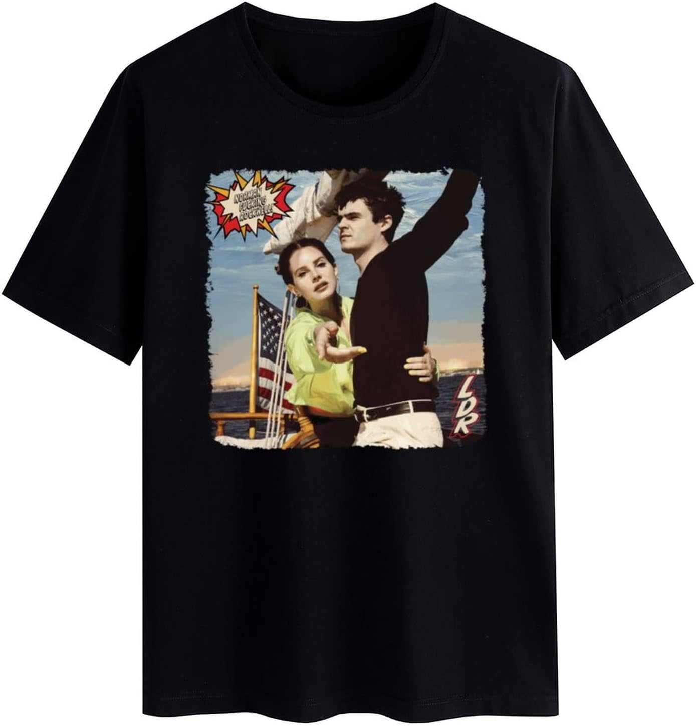 Lana Music del and Rey Men Regular-Fit Cotton Short Sleeve T-Shirts XL ...