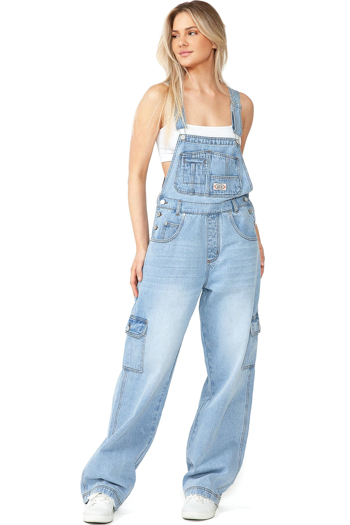 Lana Roux 90s Retro Revolt Dungaree Utility Denim Cargo Jean Overalls ...