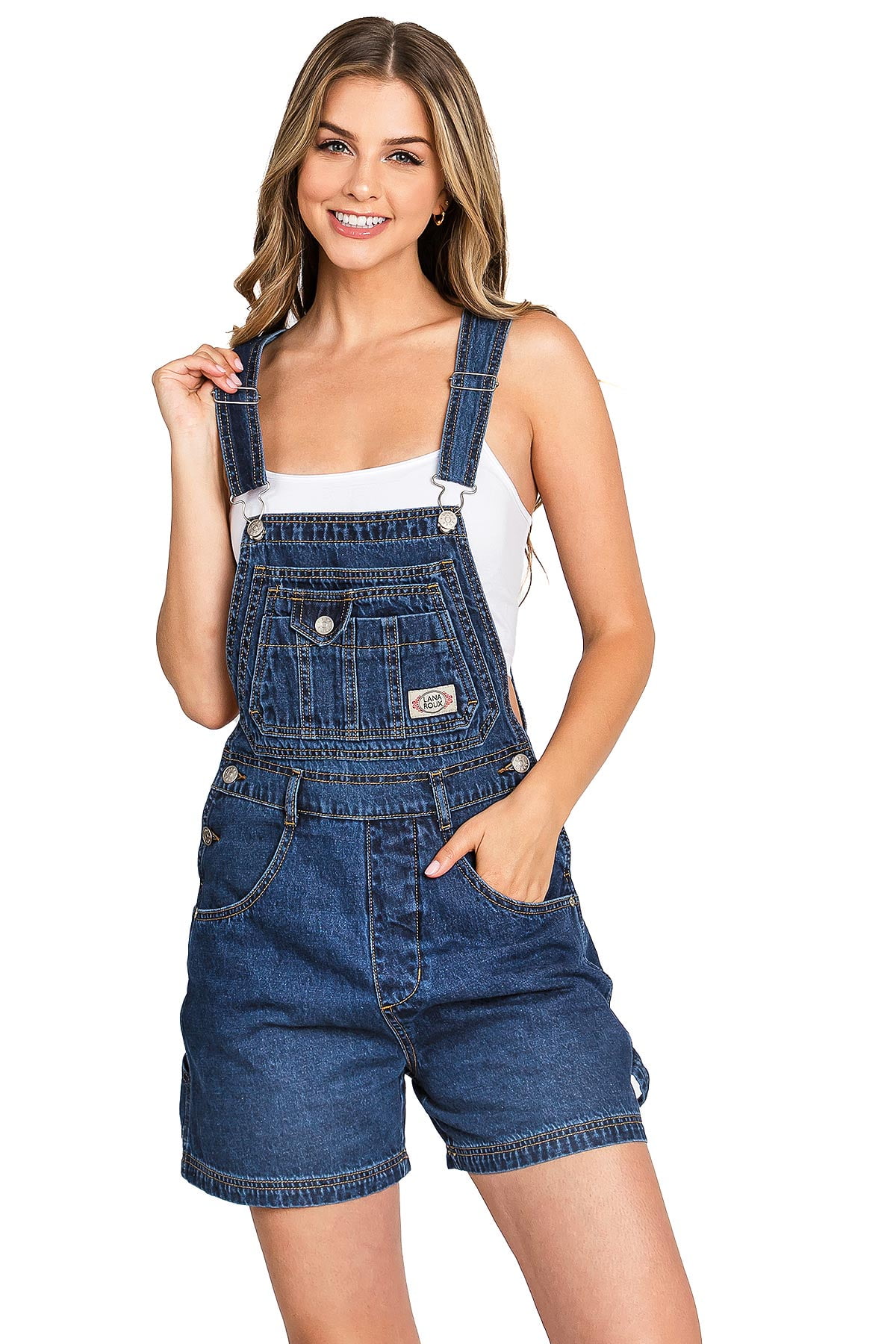 Lana Roux 90s Retro Revolt Dungaree Utility Denim Romper Short Overalls ...