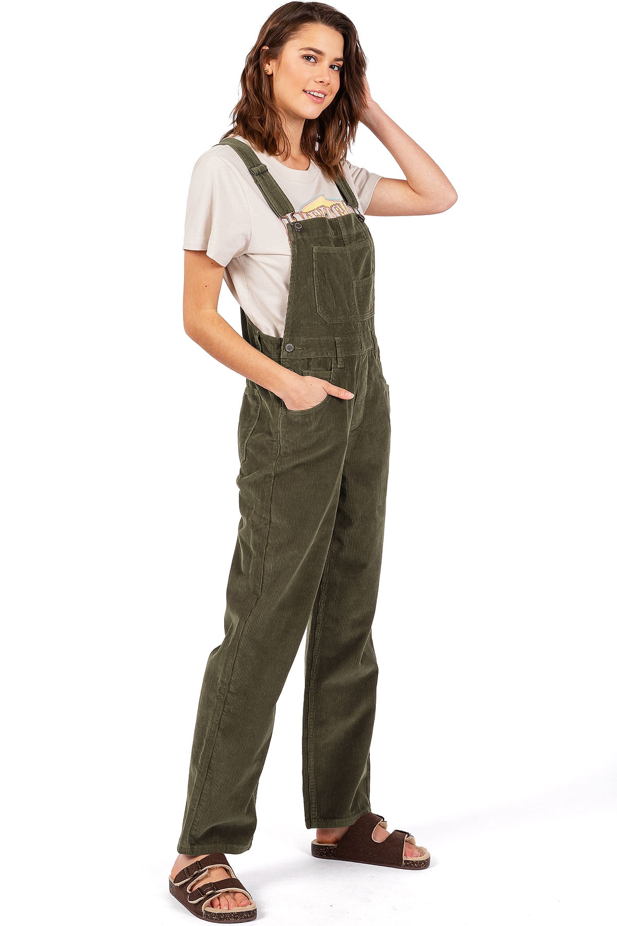Lana Roux Womens Relaxed Fit Corduroy Oversize Boyfriend Overalls ...