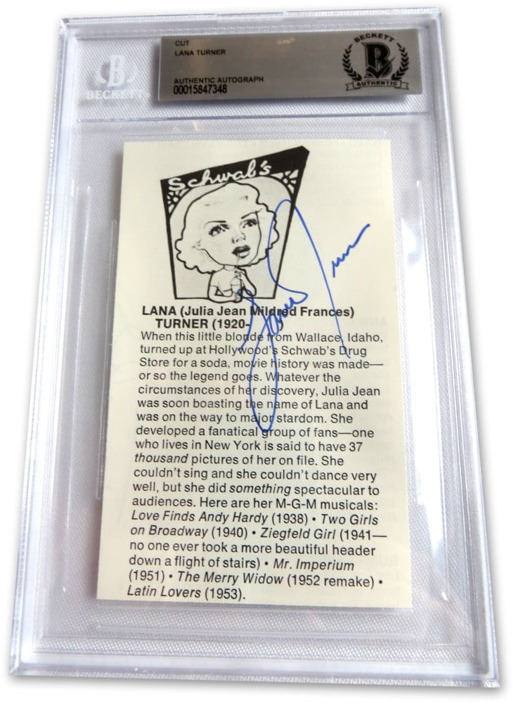 Lana Turner Signed Autographed Cut Signature MGM Hollywood Actress BAS ...